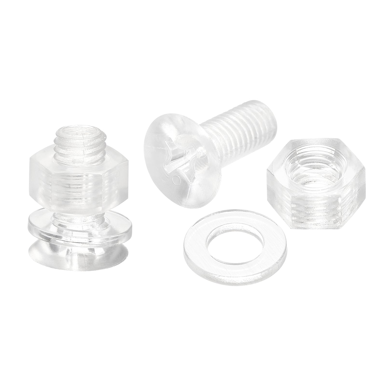 Uxcell M8 x 20mm Plastic Phillips Machine Screws with Nuts and Flat ...