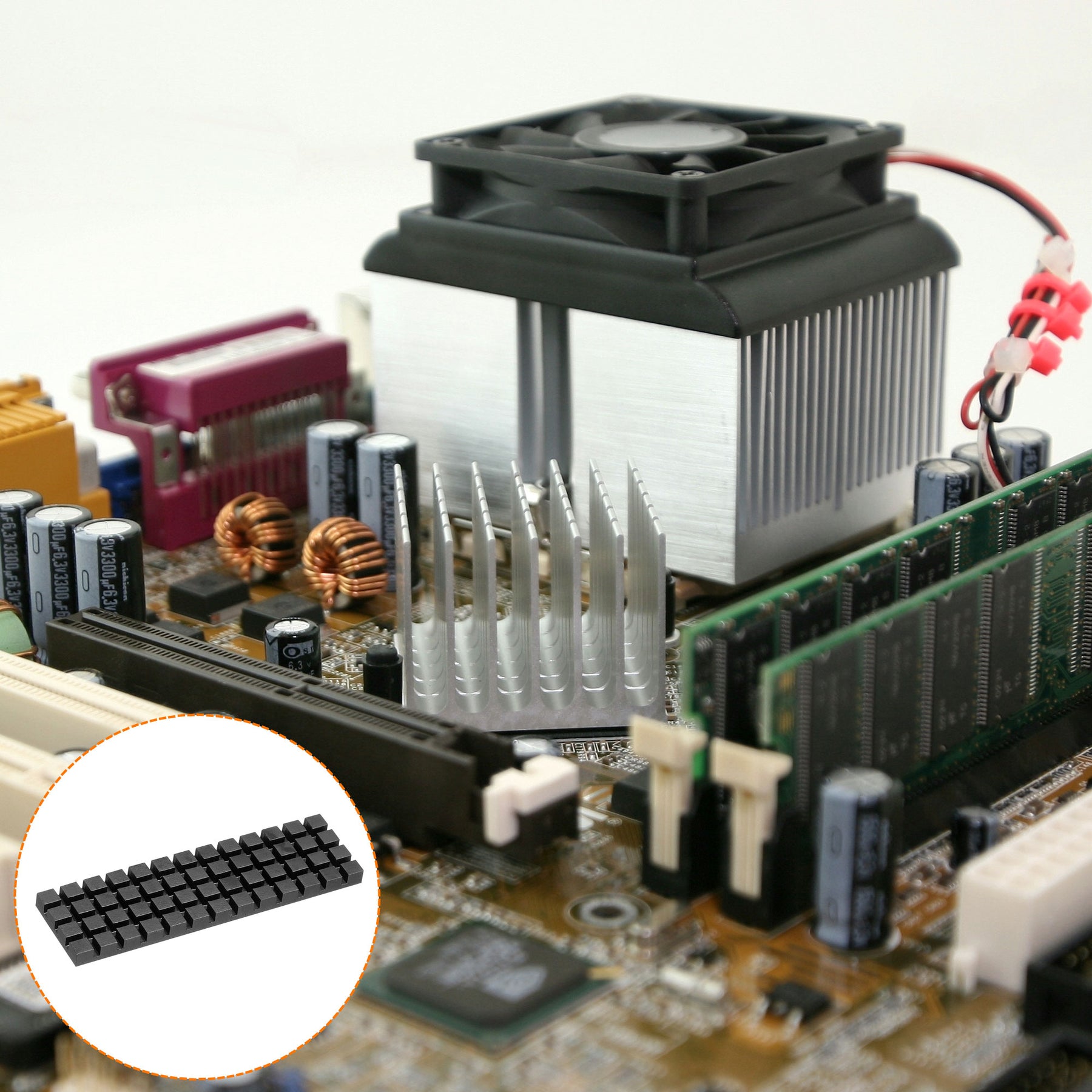 Copper Heatsink 70x20x4mm W Thermal Pad Rubber Ring for M.2 SSD PCB 1 ...