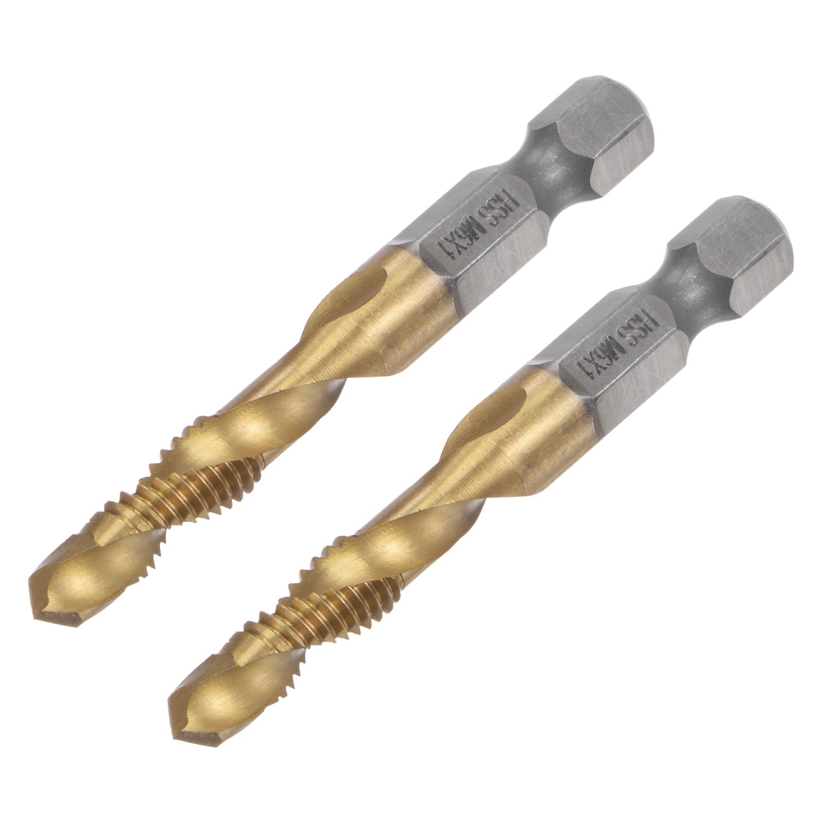 Uxcell M6 x 1 Titanium Coated High Speed Steel 4341 Combination Drill ...
