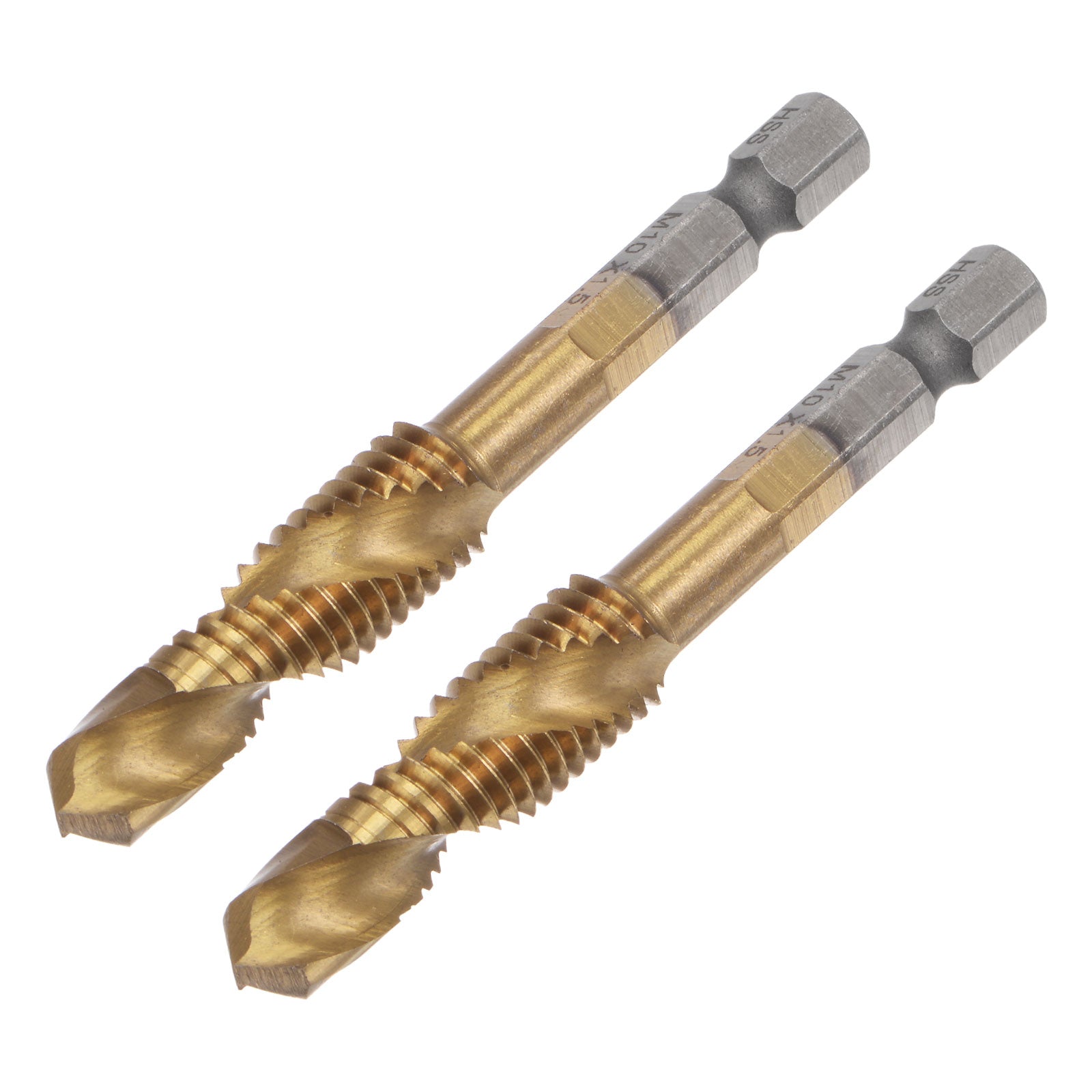 Uxcell M10x1.5 Titanium Coated High Speed Steel Combination Drill and ...