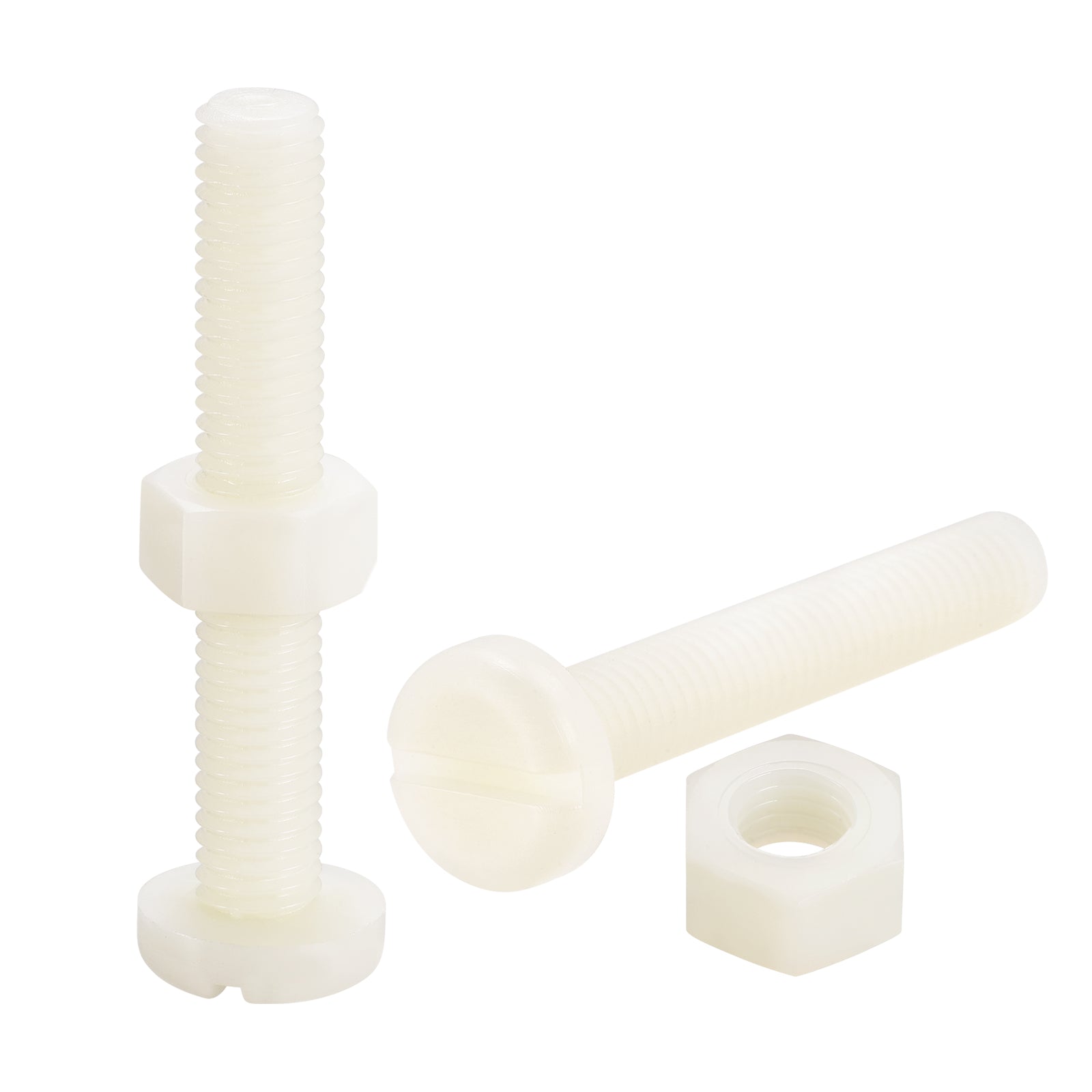 Uxcell 20 Pairs Nylon Screw Nut Assortment, M8x50mm Slotted Pan Head ...