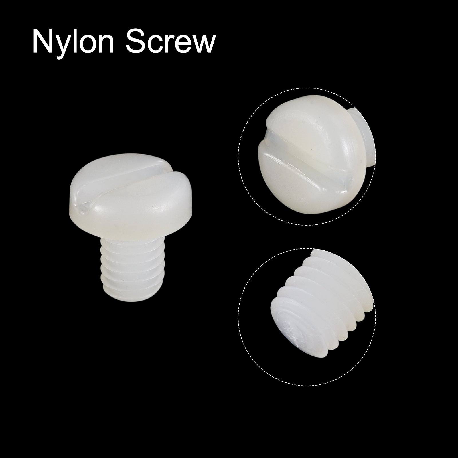 Uxcell Nylon Machine Screws, M5x8mm Slotted Pan Head Fasteners Bolts ...