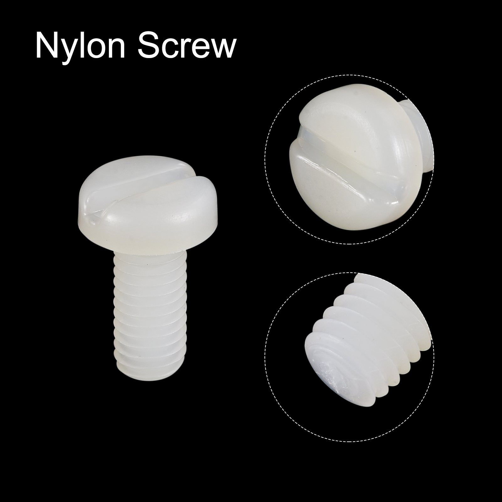 Uxcell Nylon Machine Screws, M5x12mm Slotted Pan Head Fasteners Bolts ...