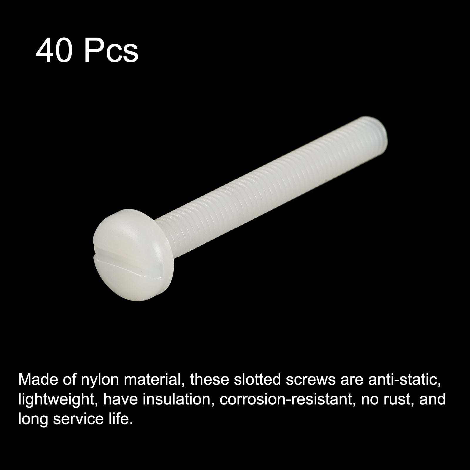 Uxcell Nylon Machine Screws, M6x50mm Slotted Pan Head Fasteners Bolts ...