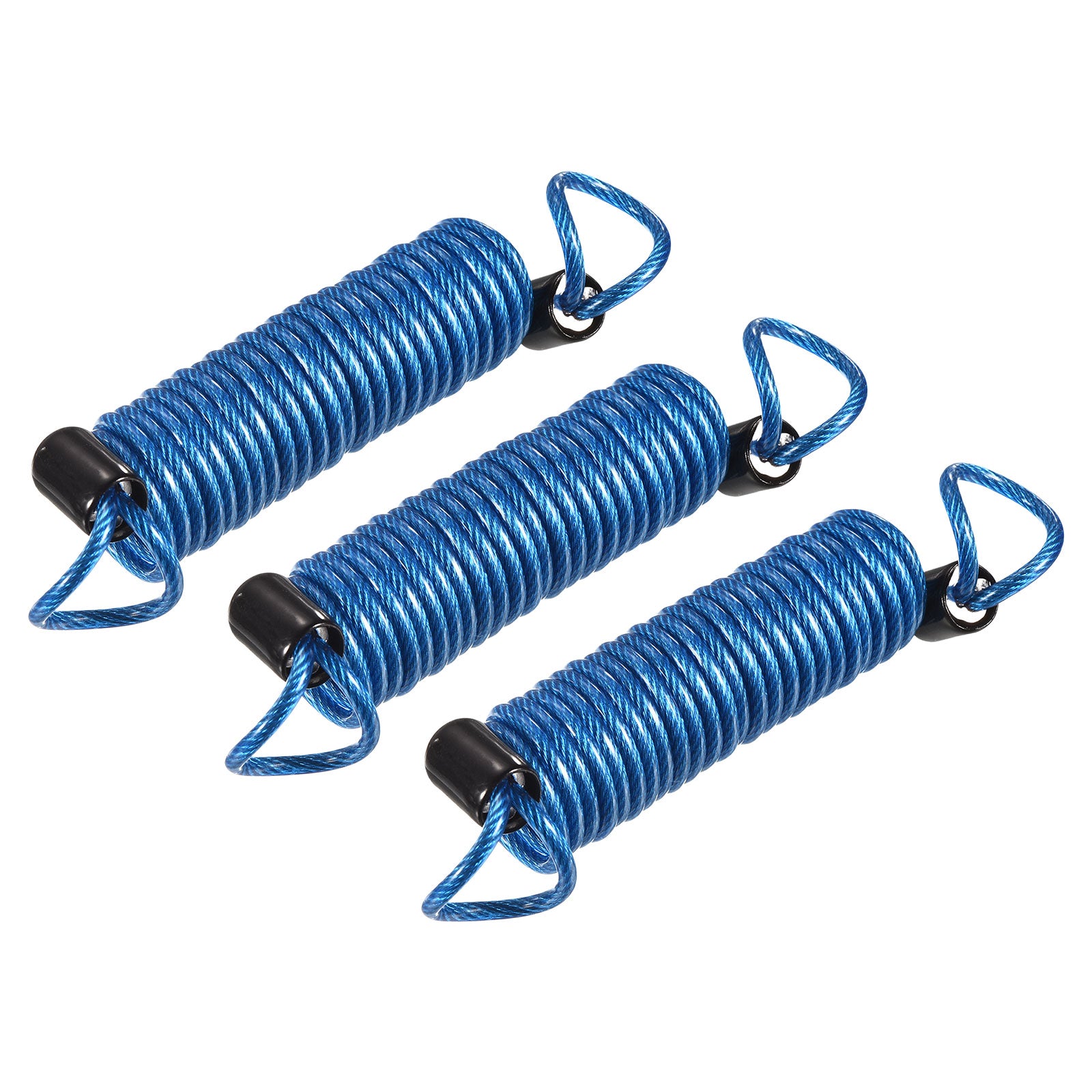 Security Steel Cable 2.5mmx1.5m Coated Spring Rope w Loop Blue 3Pcs ...