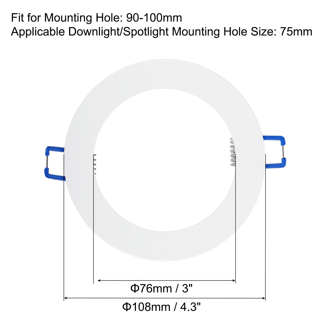 3" Inner Dia. Light Trim Ring, Aluminum Alloy Circular Light Cover ...