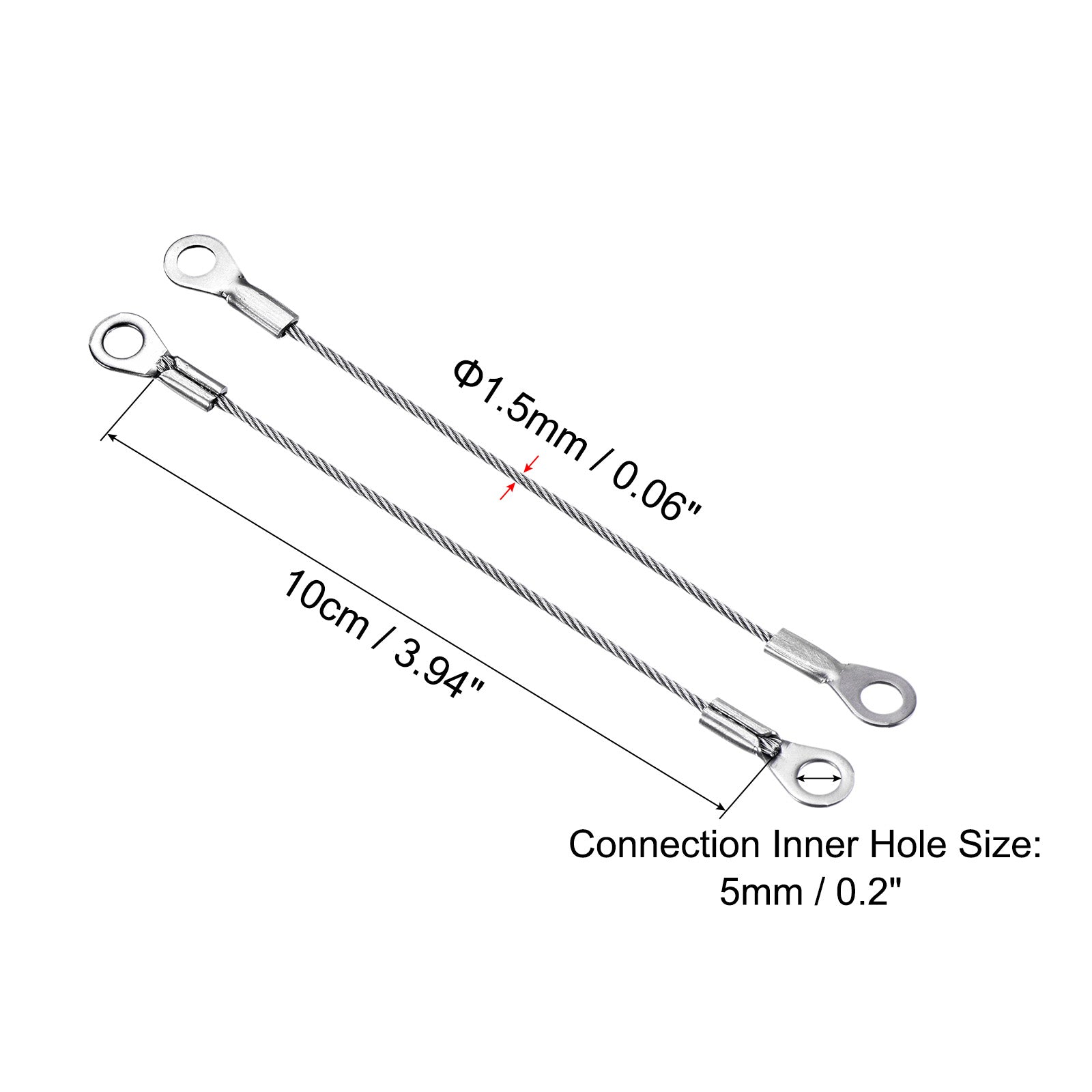 4Pcs Stainless Steel Lanyard Cable 1.5mmx10cm Eyelets Ended Security ...