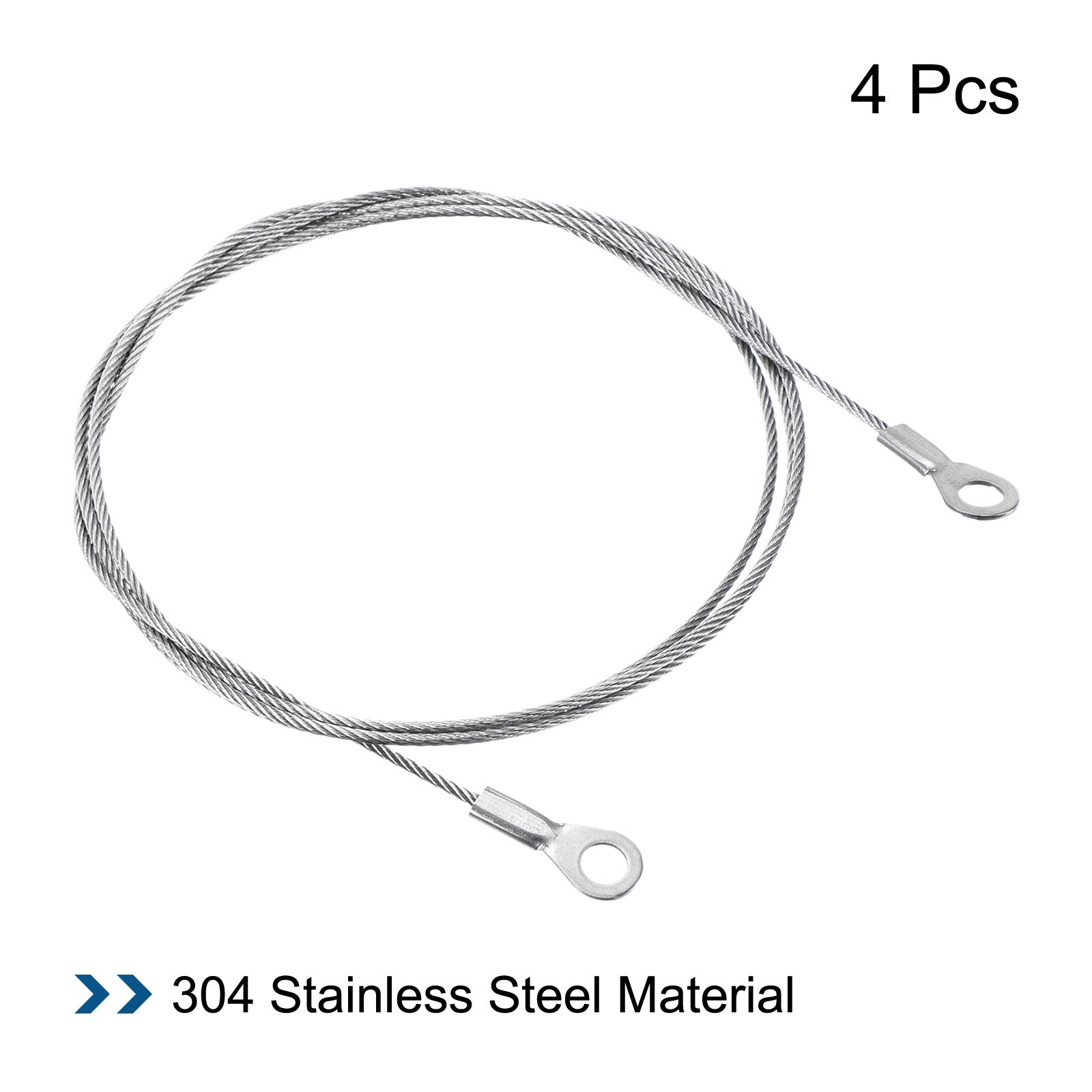 4Pcs Stainless Steel Lanyard Cable 1.5mmx100cm Eyelets Ended Security ...