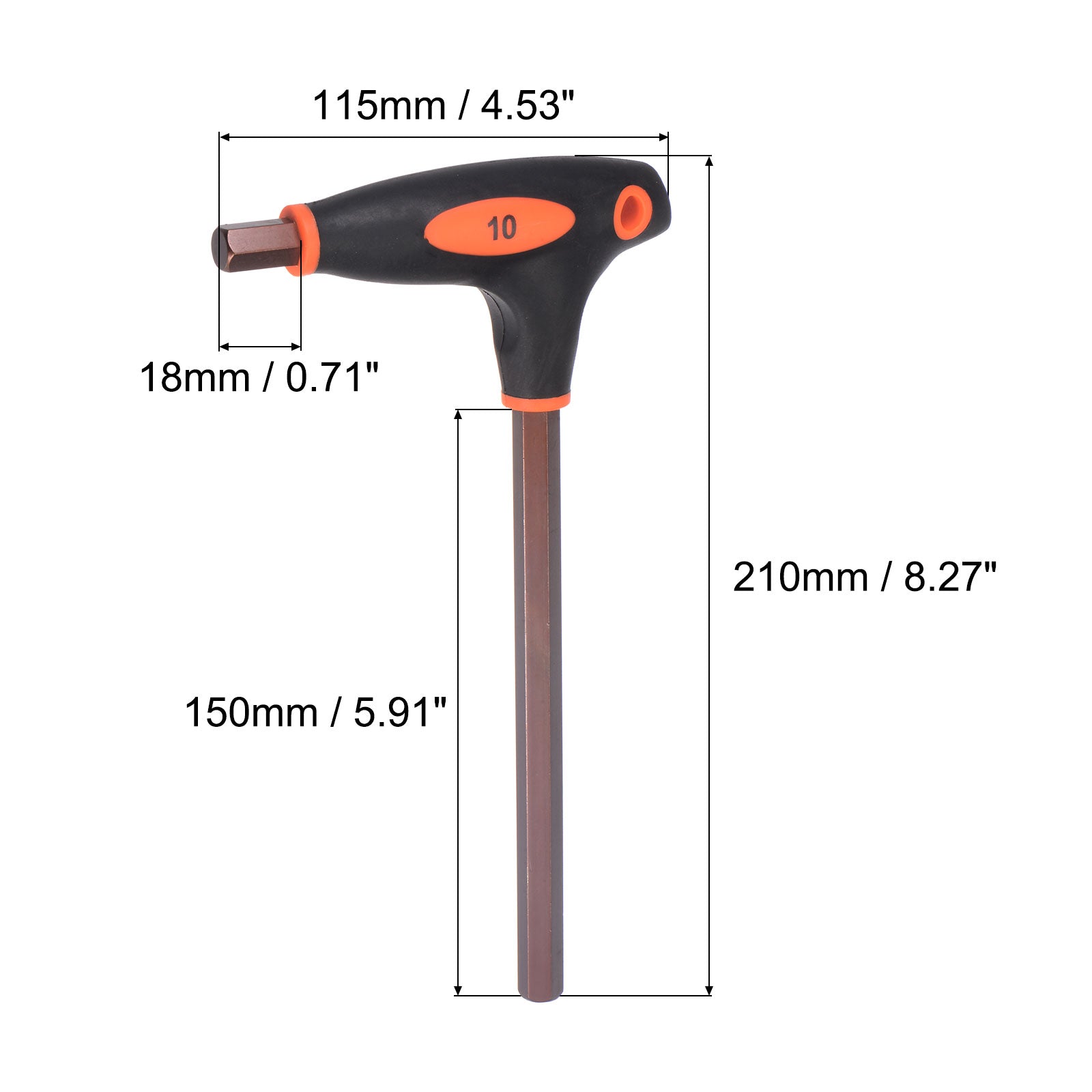 Uxcell 10mm Hex Key T-Handle Dual End Wrench Spanner, Metric S2 Steel ...