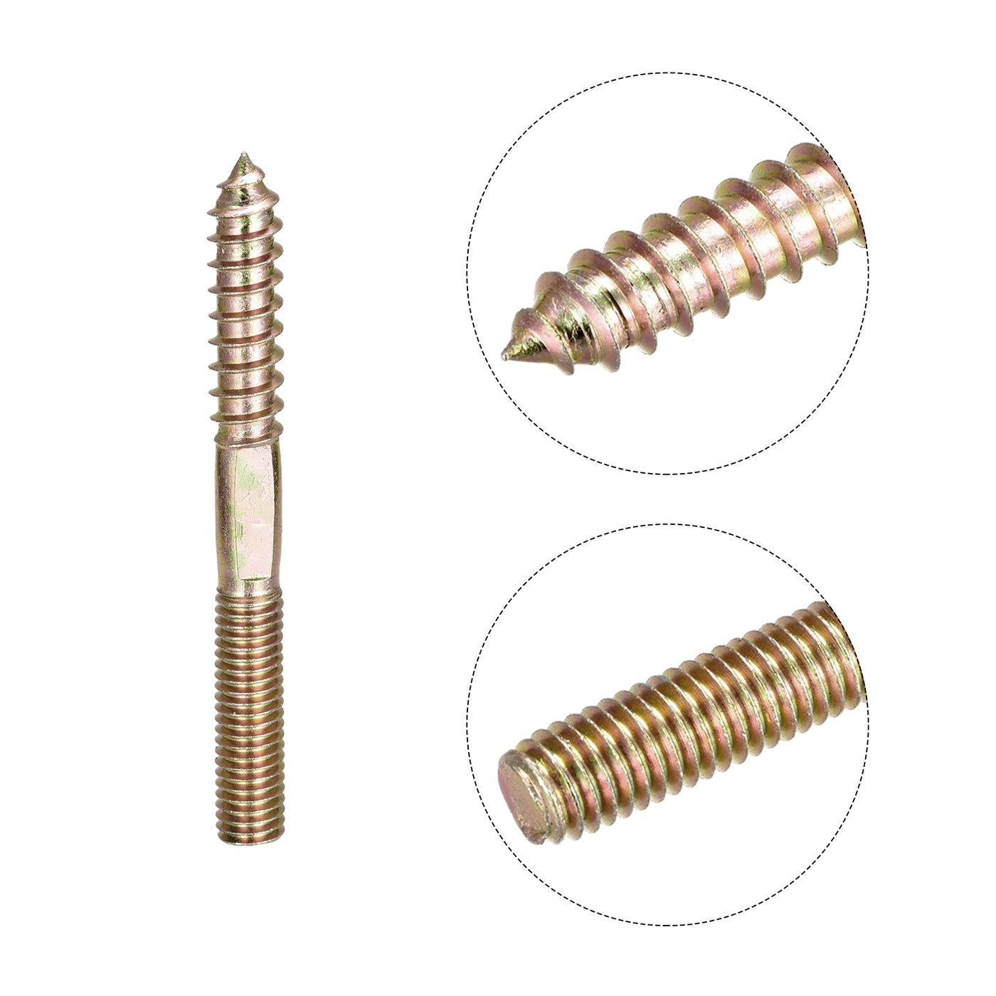 Uxcell M8x80mm Hanger Bolts, 7pcs Double Head Thread Dowel Screws for ...