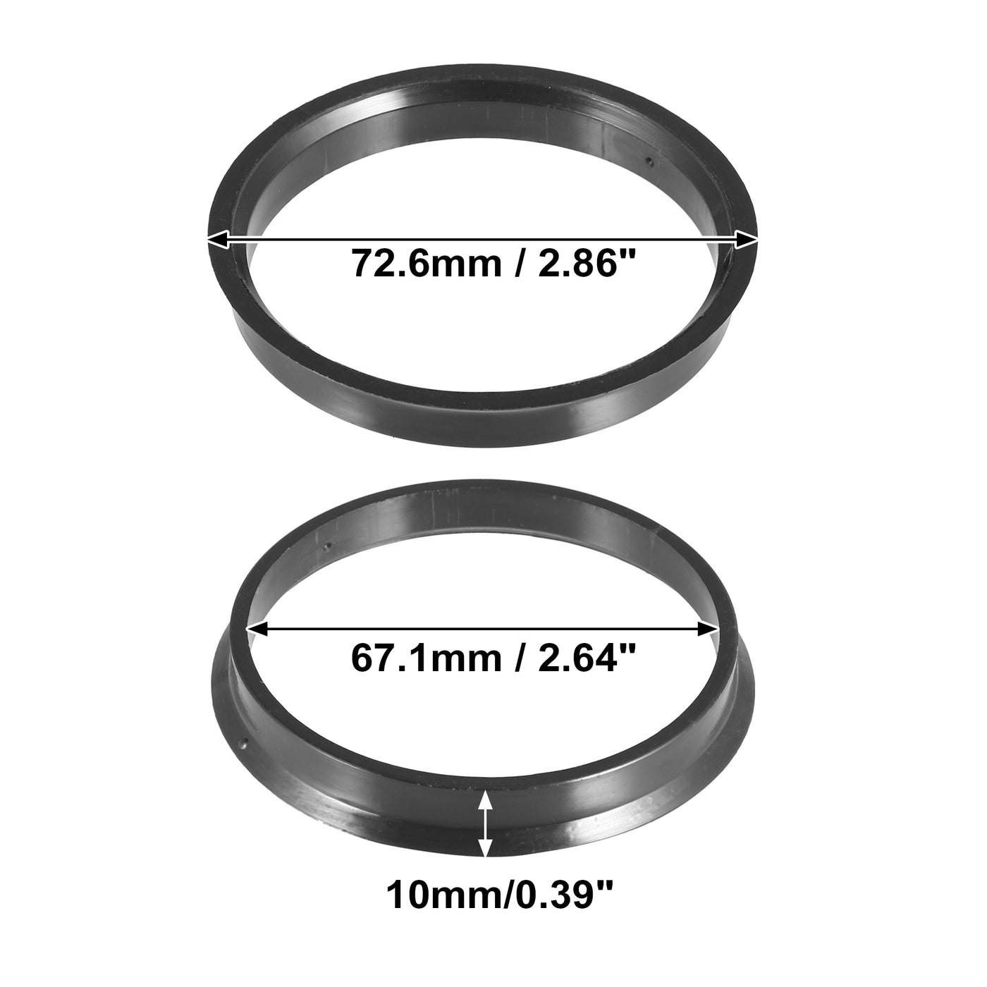 2pcs Plastic 72.6mm Car Centric Rings Wheel Bore Spacer | Harfington
