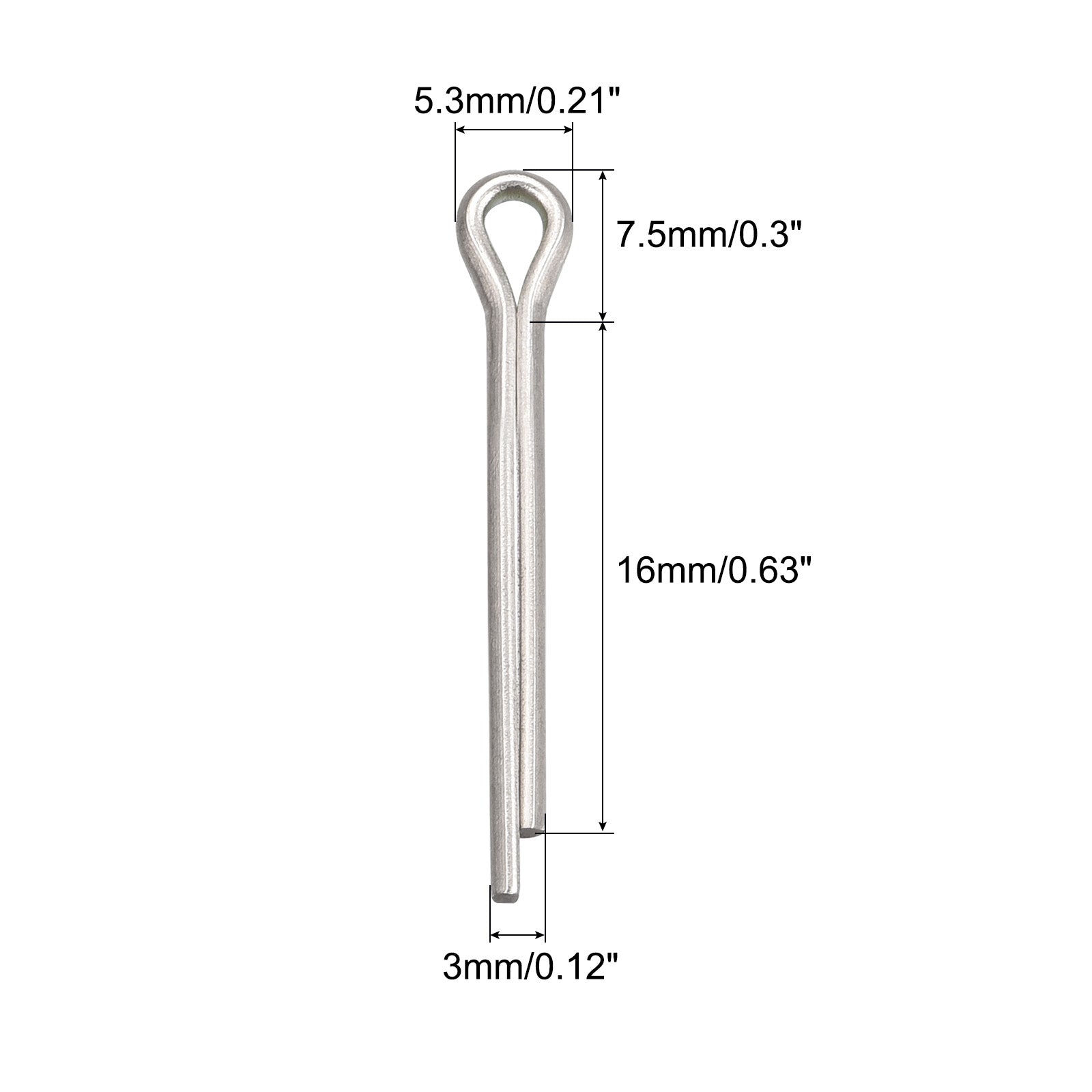 Uxcell Split Cotter Pin, 3mm x 16mm 316 Stainless Steel Clip Fastener ...