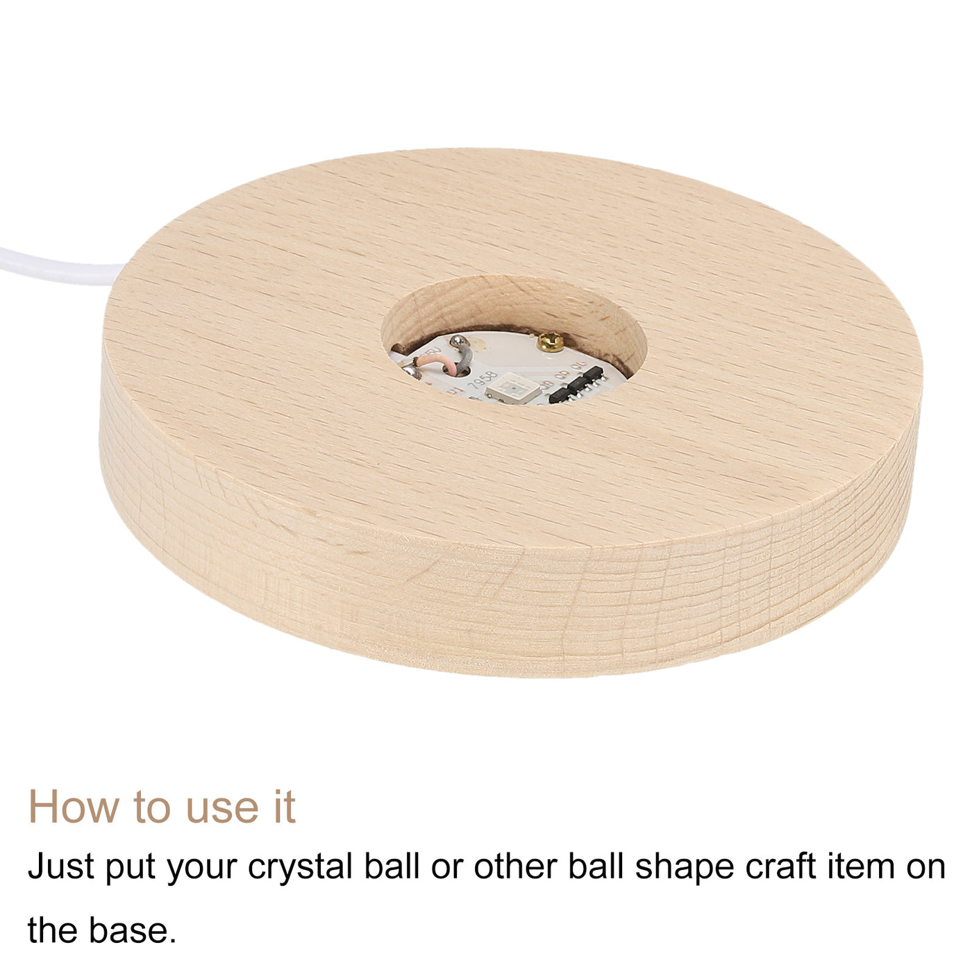 LED Wooden Ball Stand Holders Displays 10x10x2cm White Light Square ...