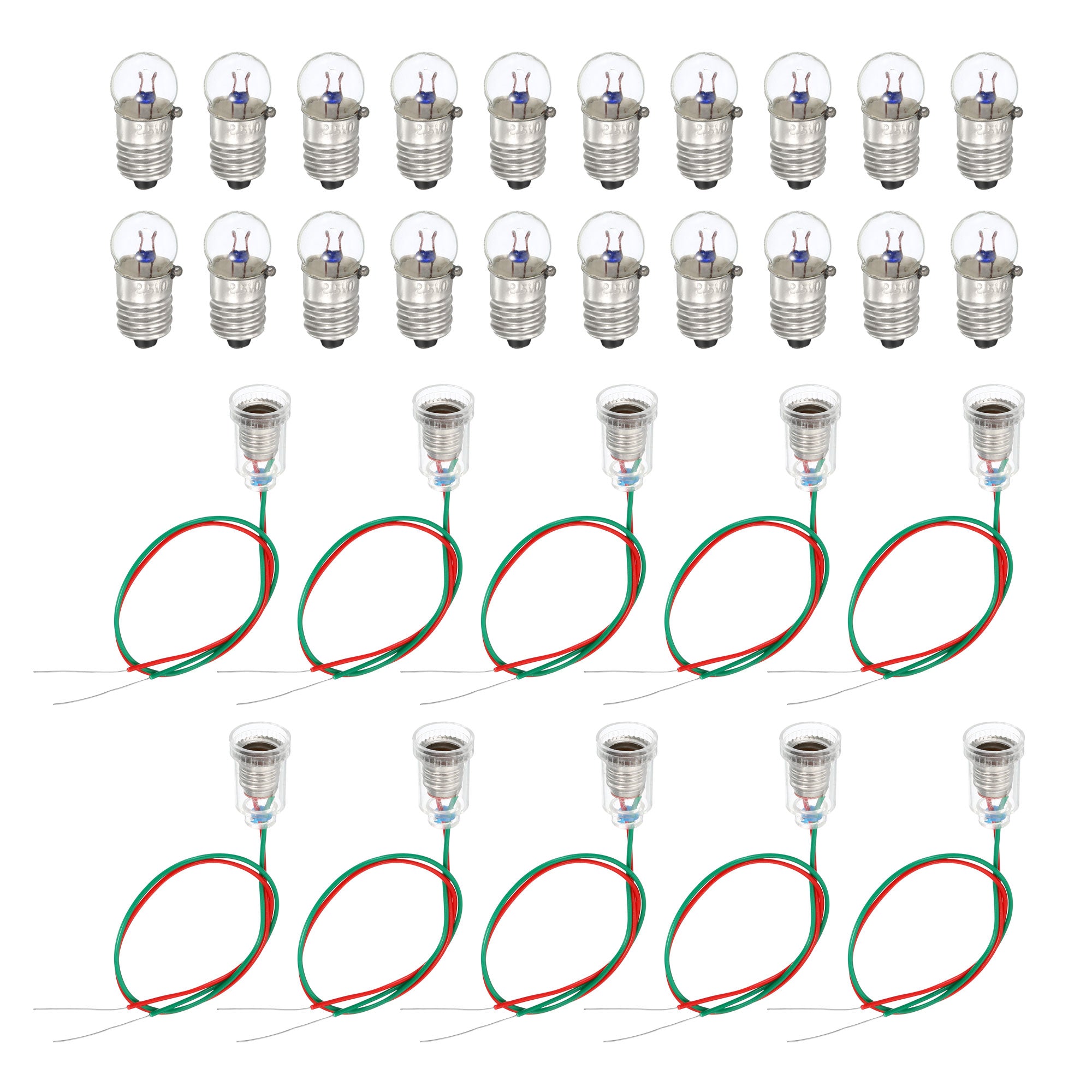 E10 Screw Base Miniature Bulbs 20 Pack 2.5V Warm Yellow Light Mini ...
