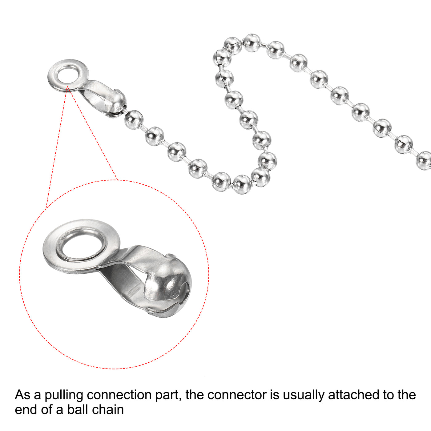 Ball Chain Connector, Stainless Steel Pull Loop Crimp Link Clasp ...