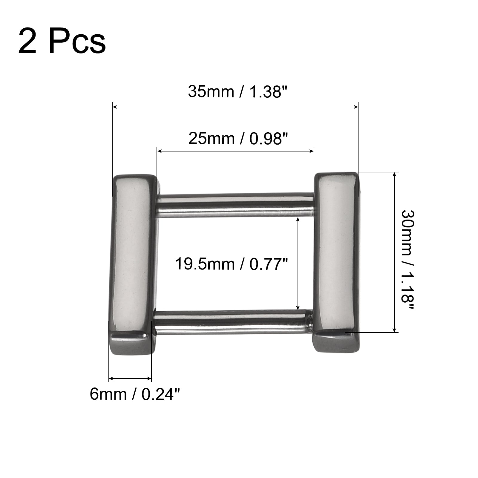 1.4 Inch Rectangle Screw Ring Buckle Strap Connector Purse Bag Loop ...