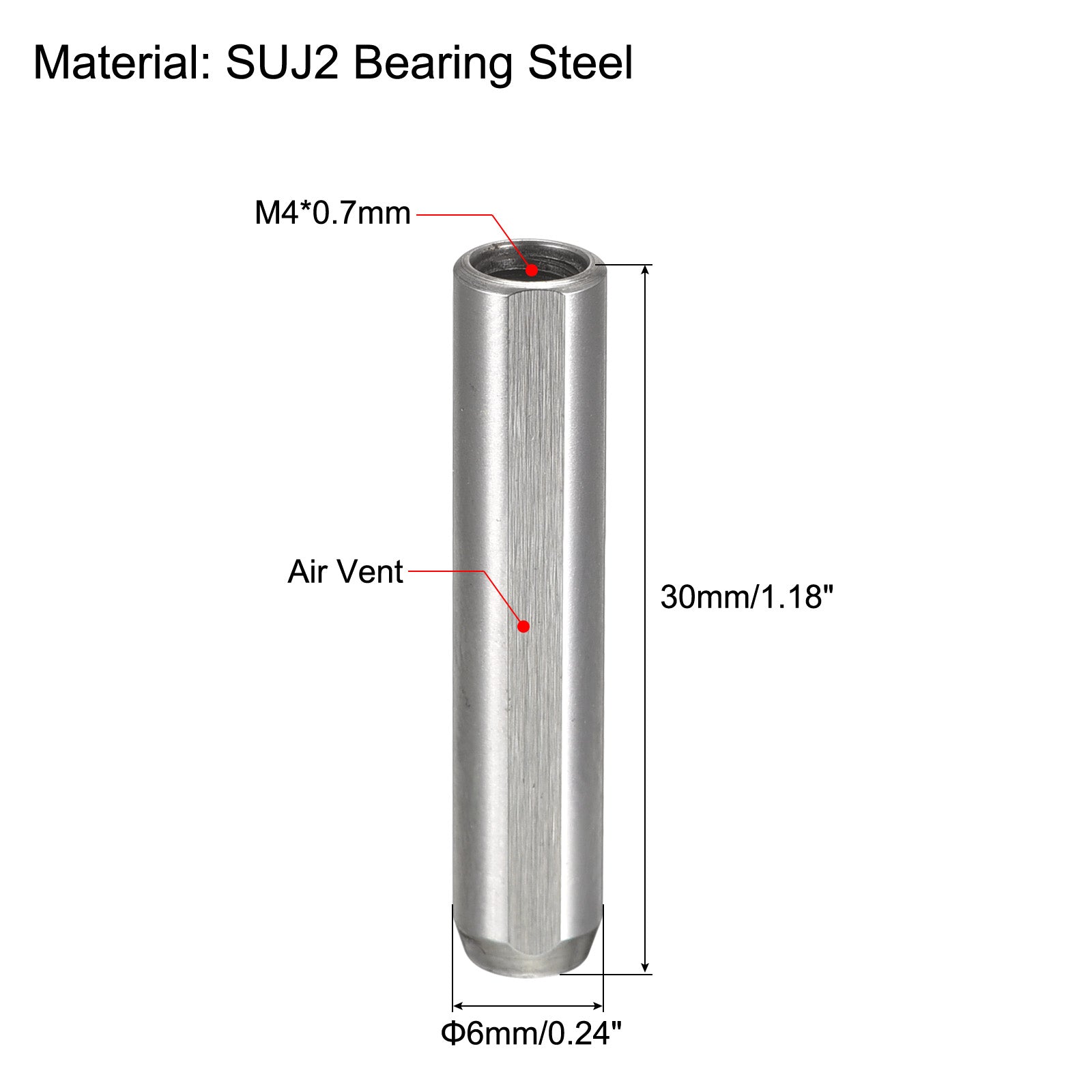 Uxcell M4 Internal Thread Dowel Pin 2pcs 6x30mm Chamfering Flat Exhaust ...