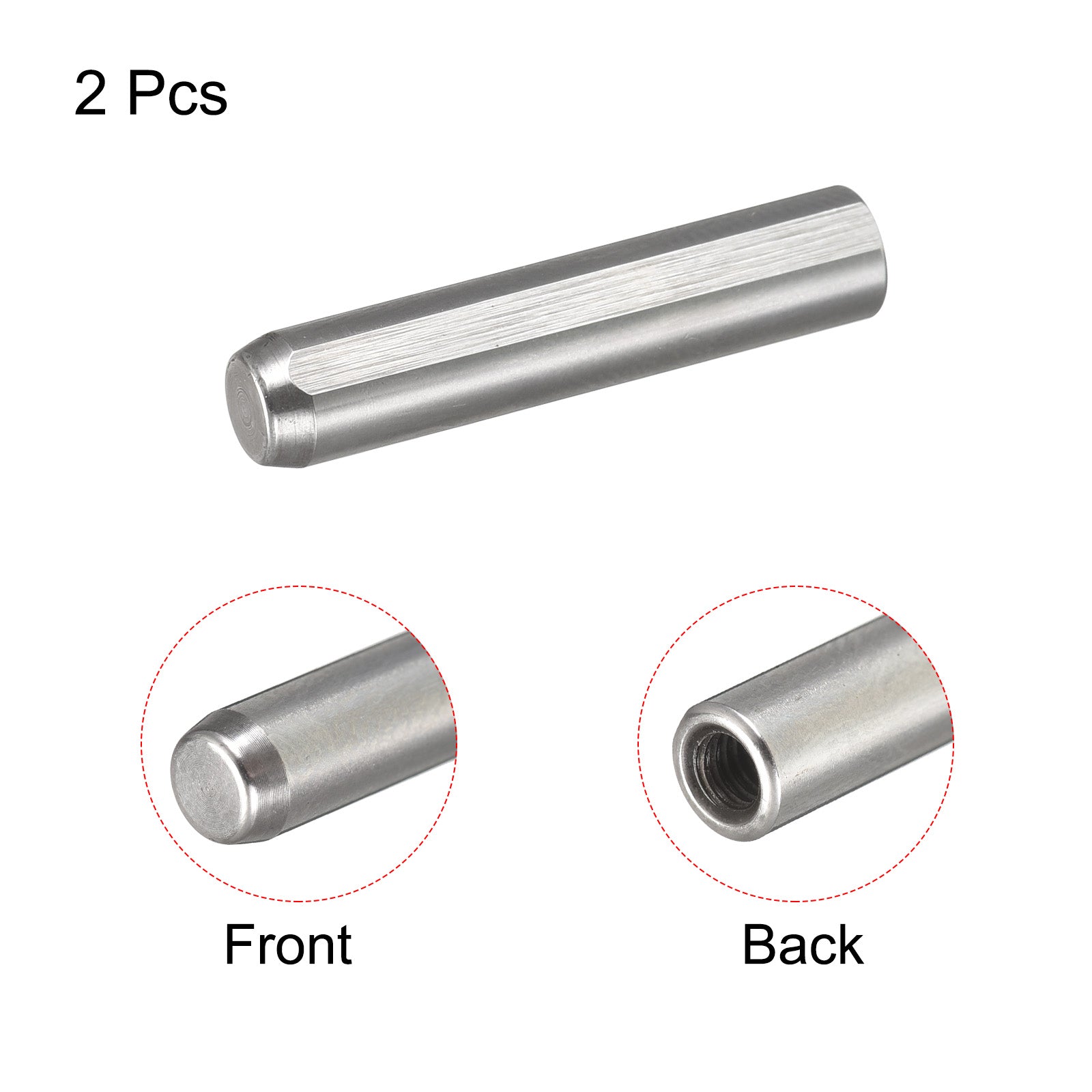 Uxcell M4 Internal Thread Dowel Pin 2pcs 6x30mm Chamfering Flat Exhaust ...