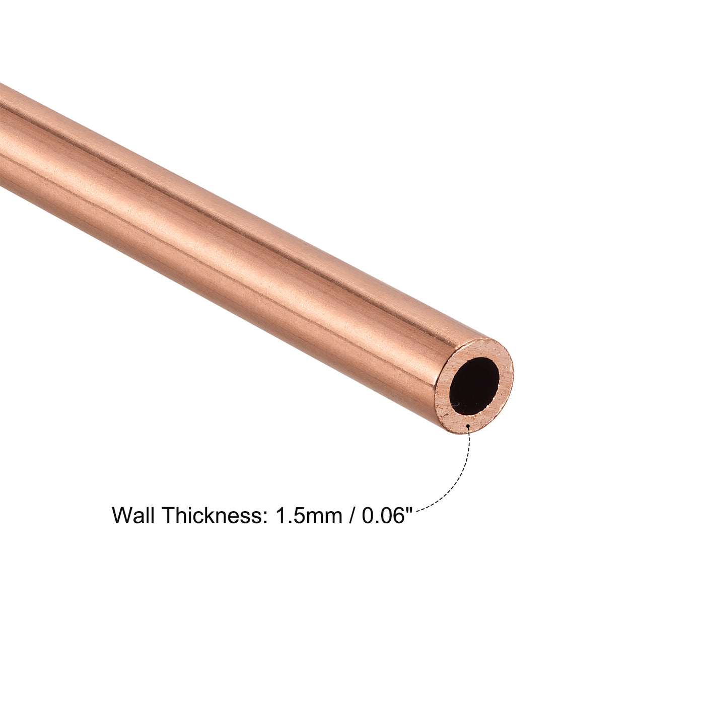 Copper Round Tube 8mm OD 1.5mm Wall Thickness 100mm Length Pipe Tubing ...