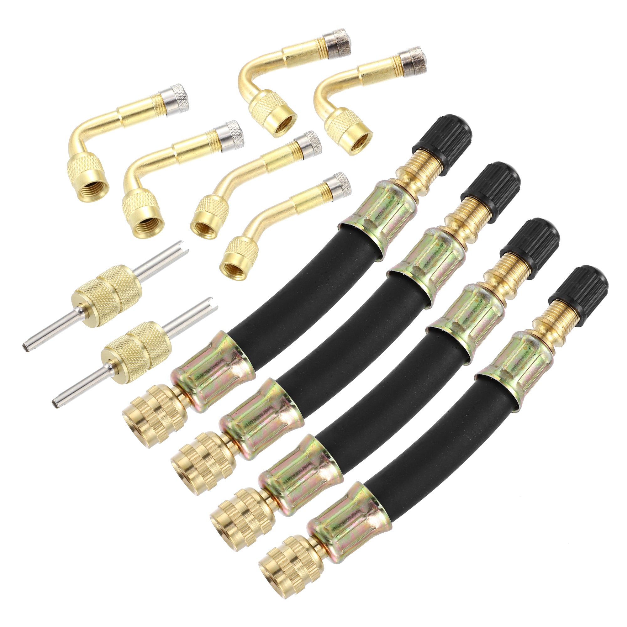 12pcs Tire Valve Stem Extension W/ 4 Dual Extender Pipe 3.9" 2 Valve ...