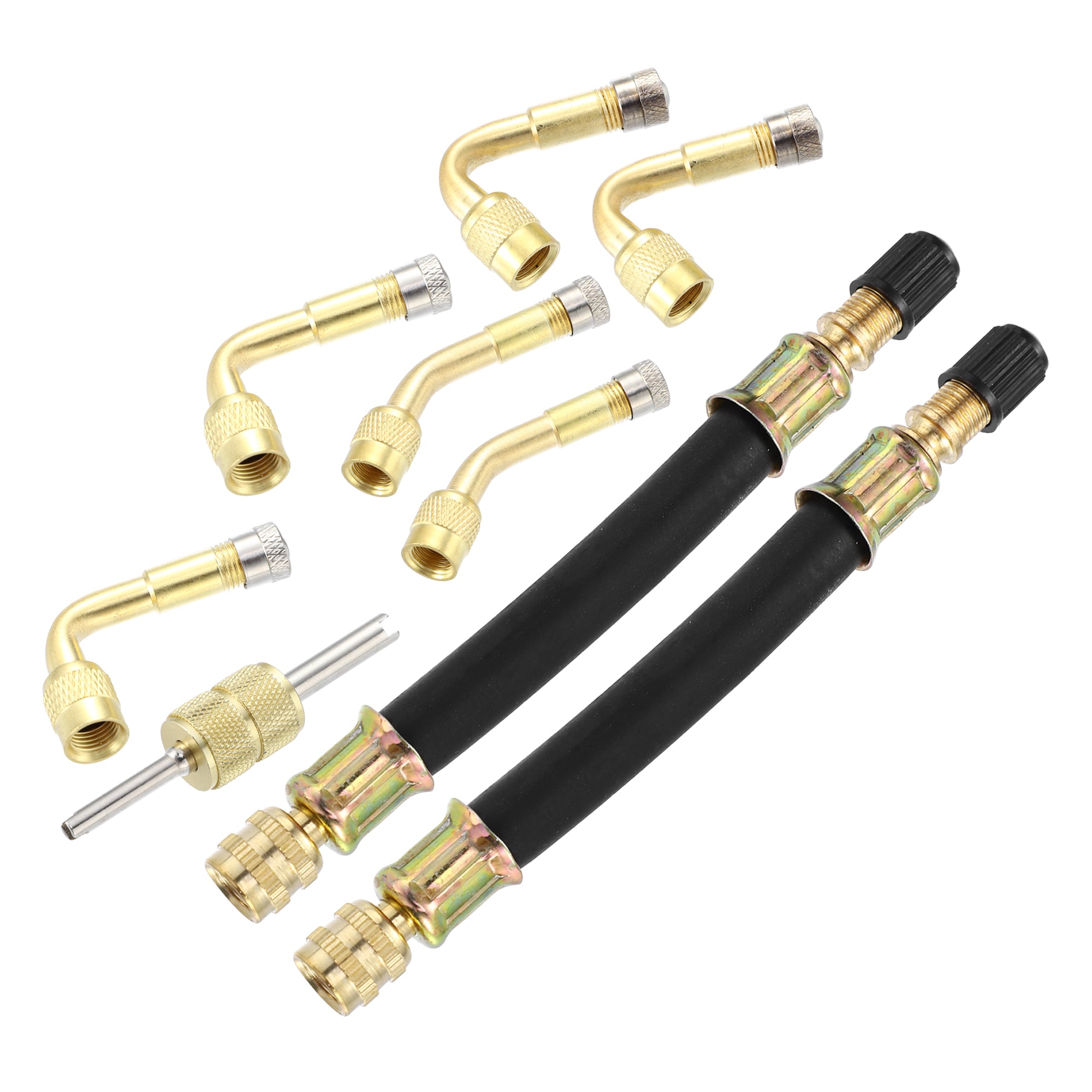 9pcs Tire Valve Stem Extension W/ 2 Dual Extender Pipe 4.7" 1 Valve ...