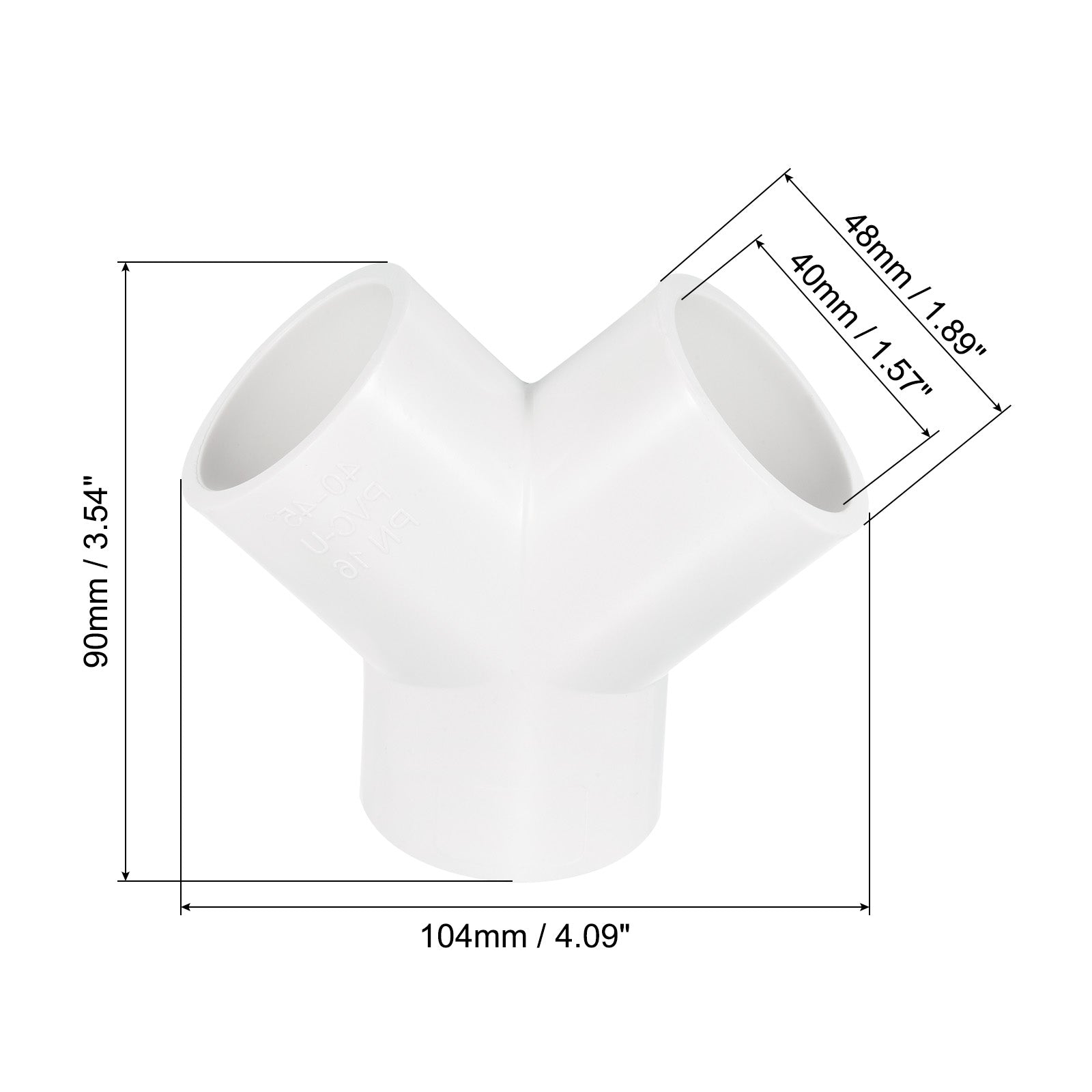 40mm PVC Pipe Fittings 2pcs 3 Way Y Shape Water Joint Connectors ...