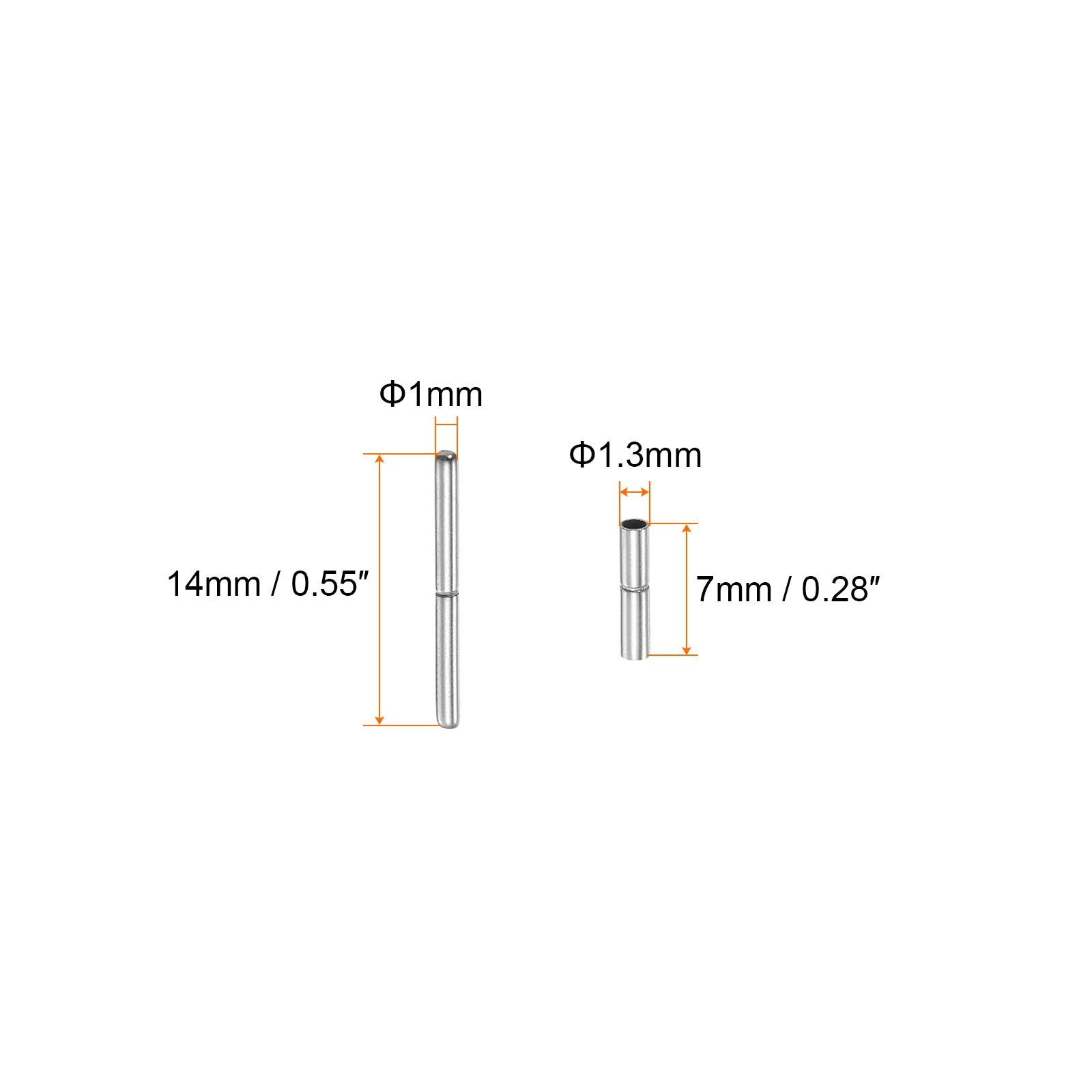 10pcs Watch Strap Tubes Pins 1.3mm Tube Dia 14mm Pin Length Stainless ...