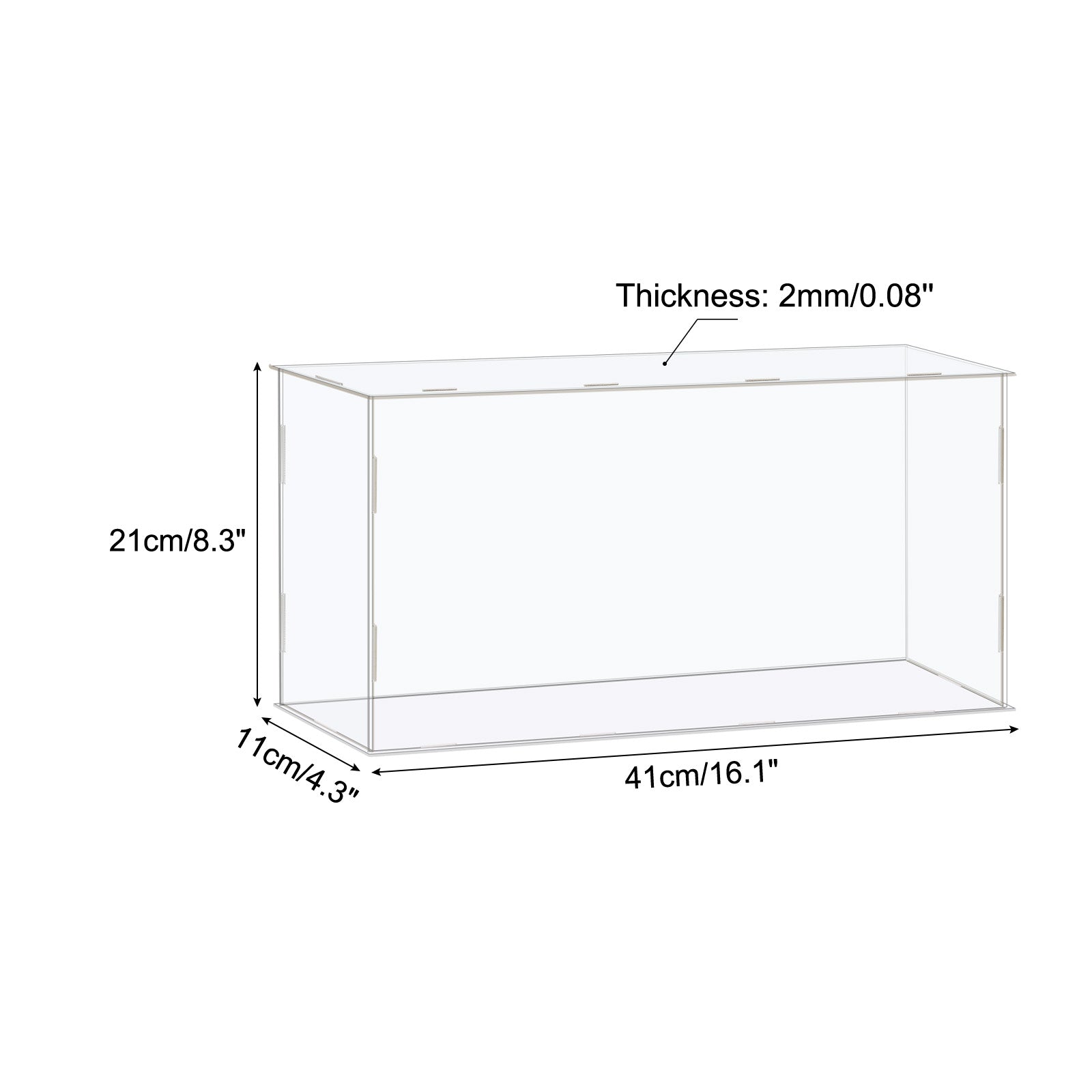 Acrylic Display Case Box Clear Dustproof Protection Showcase 16.1x4.3x8 ...