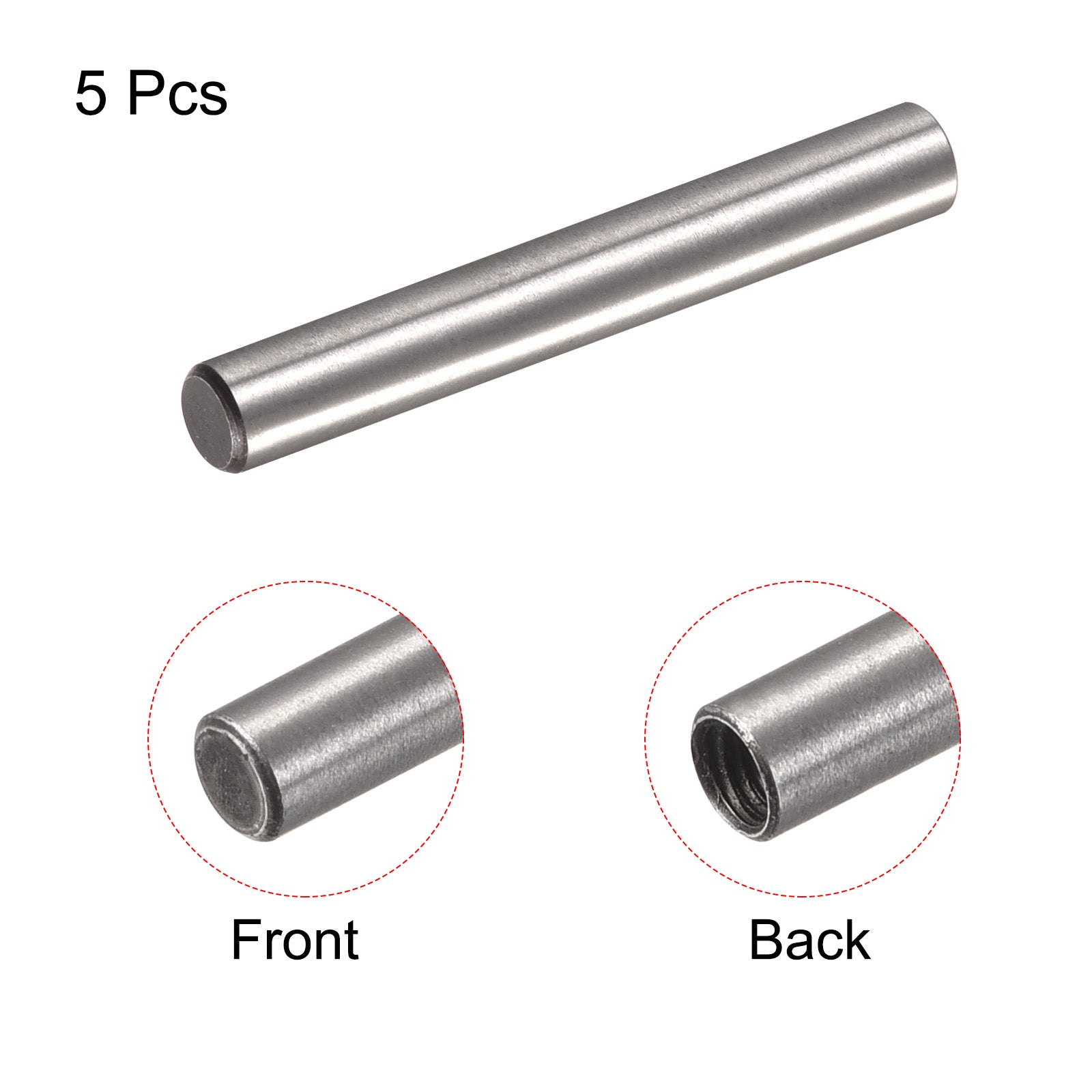 Uxcell M3 Internal Thread Dowel Pin 5pcs 4x30mm Chamfering Flat Carbon ...