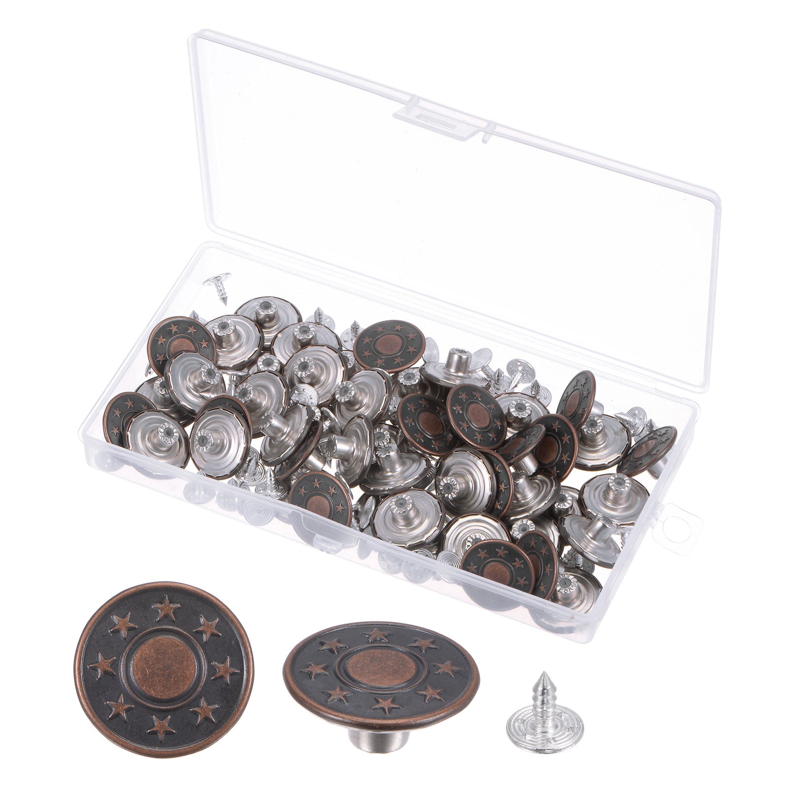 50 Sets Button Pins for Jeans Adjustable 20mm Embossed Pattern Red ...