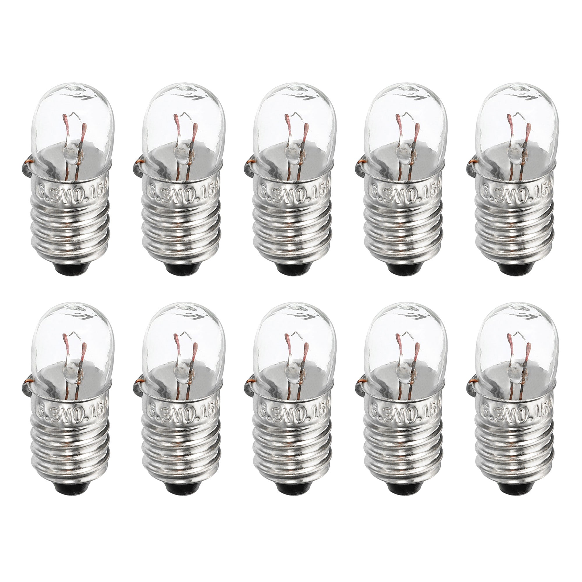 E10 Screw Base Miniature Bulbs DC 6.3V Warm Yellow Light Mini Lamps ...