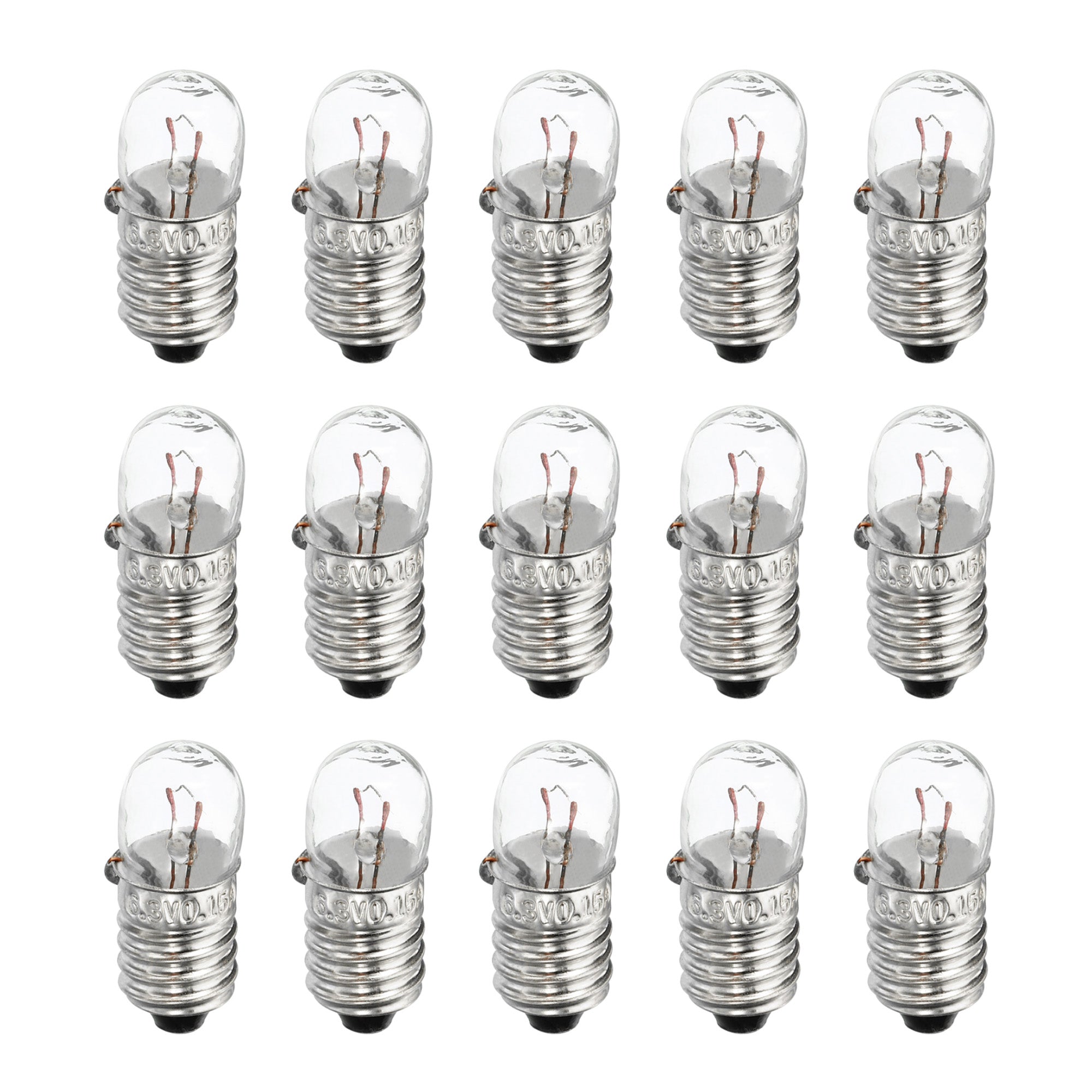 E10 Screw Base Miniature Bulbs DC 6.3V Warm Yellow Light Mini Lamps ...