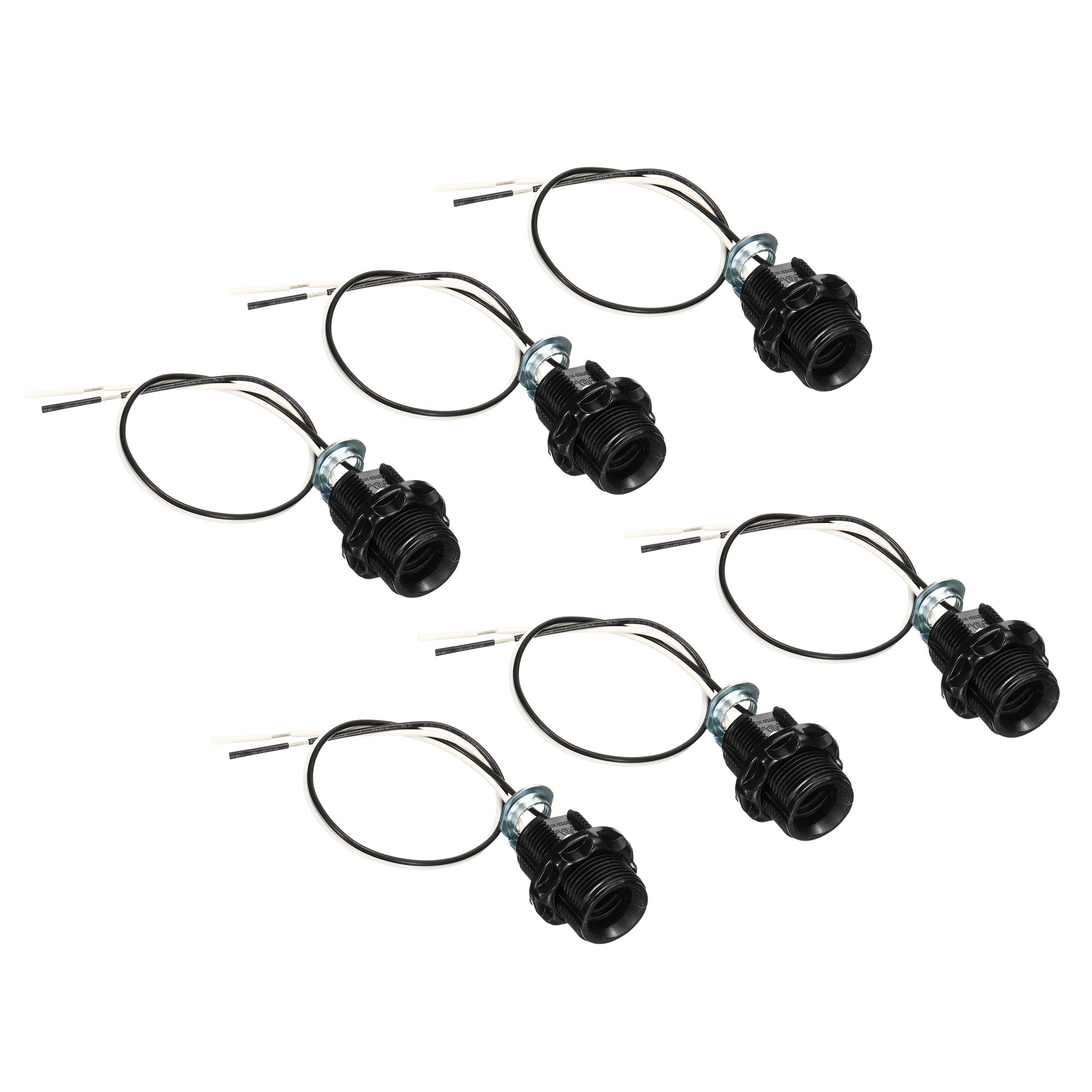 E12 Bulb Holder Light Socket, 6 Pack 10 Inch Long Wire Lead Screw Fully ...
