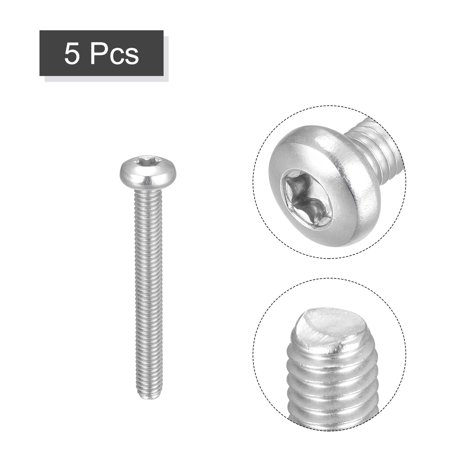 Uxcell M6x50mm Torx Security Machine Screws, 5pcs 316 Stainless Steel ...