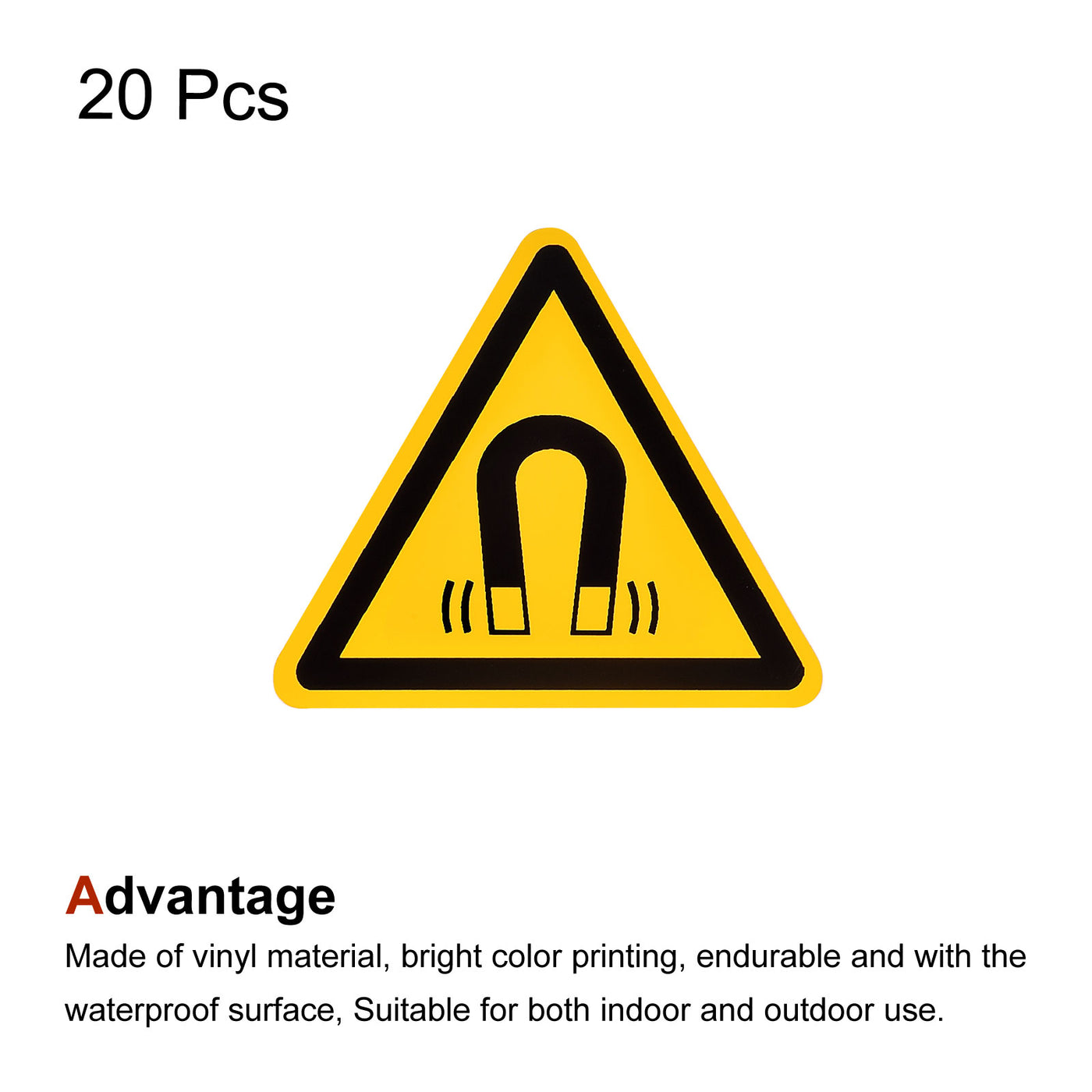 Triangle Beware of the Magnetic Field Warning Sign Self Adhesive 20mm ...