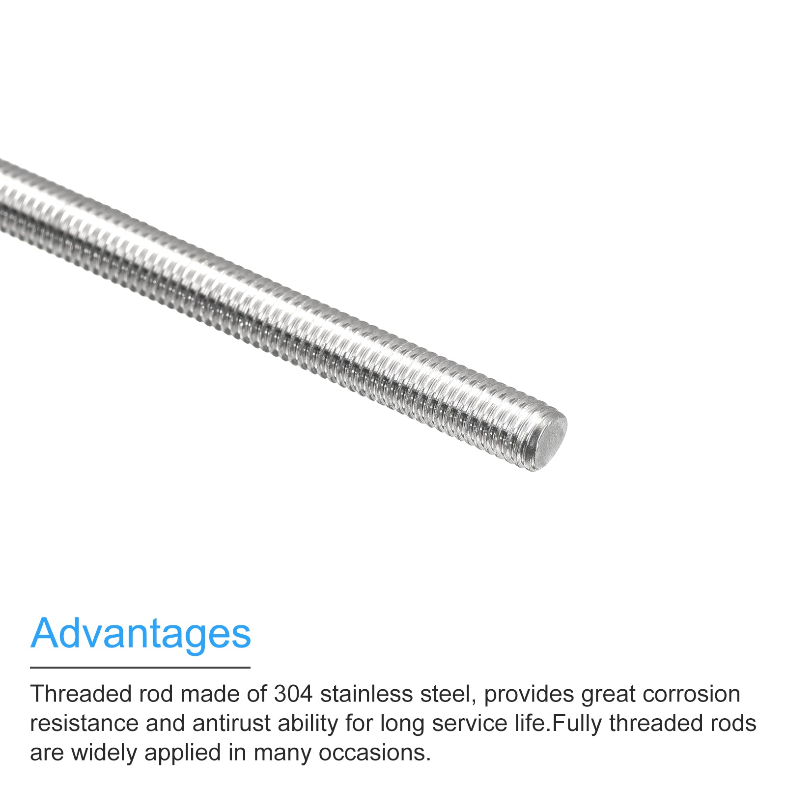 Fully Threaded Rod M5 x 200mm 0.8mm Pitch 304 Stainless Steel Right ...