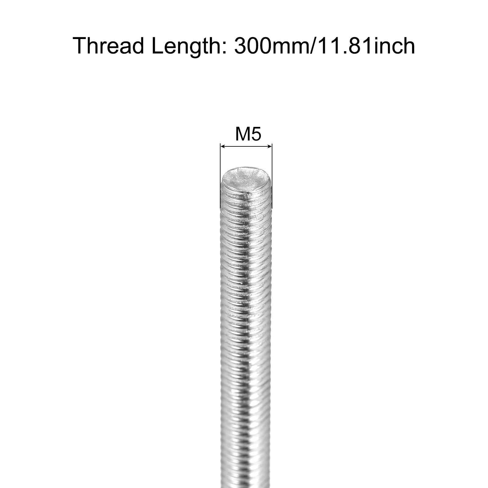 Fully Threaded Rod M5 x 300mm 0.8mm Pitch 304 Stainless Steel Right ...