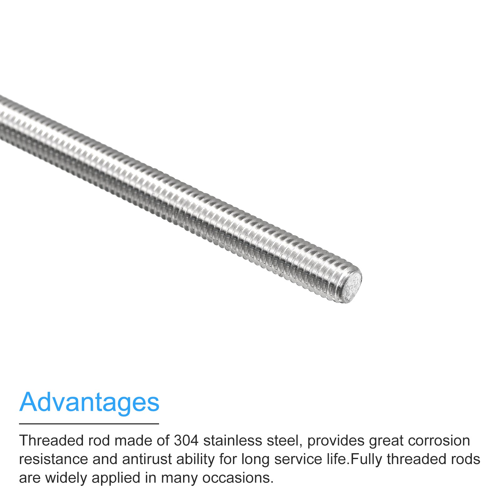 Fully Threaded Rod M6 x 160mm 1mm Pitch 304 Stainless Steel Right Hand ...