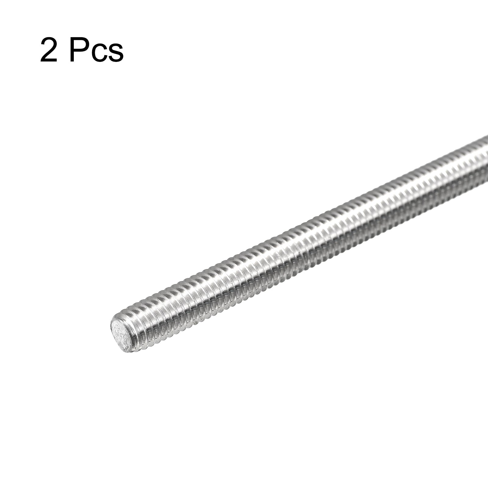 2 Pcs Fully Threaded Rod M6 x 400mm 1mm Pitch 304 Stainless Steel Right ...