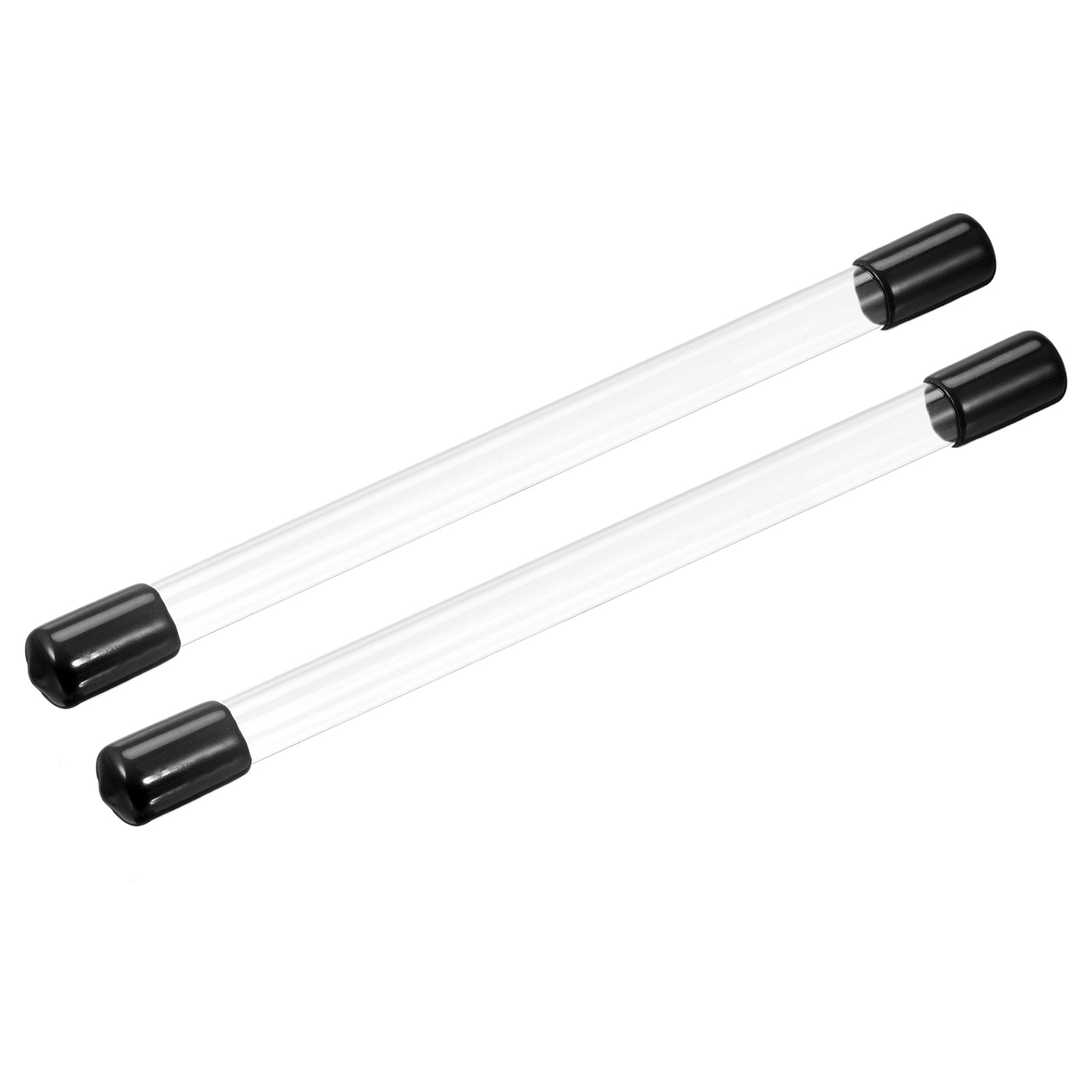 Clear Rigid Tube Round Plastic Tubing with Black Rubber Caps ...