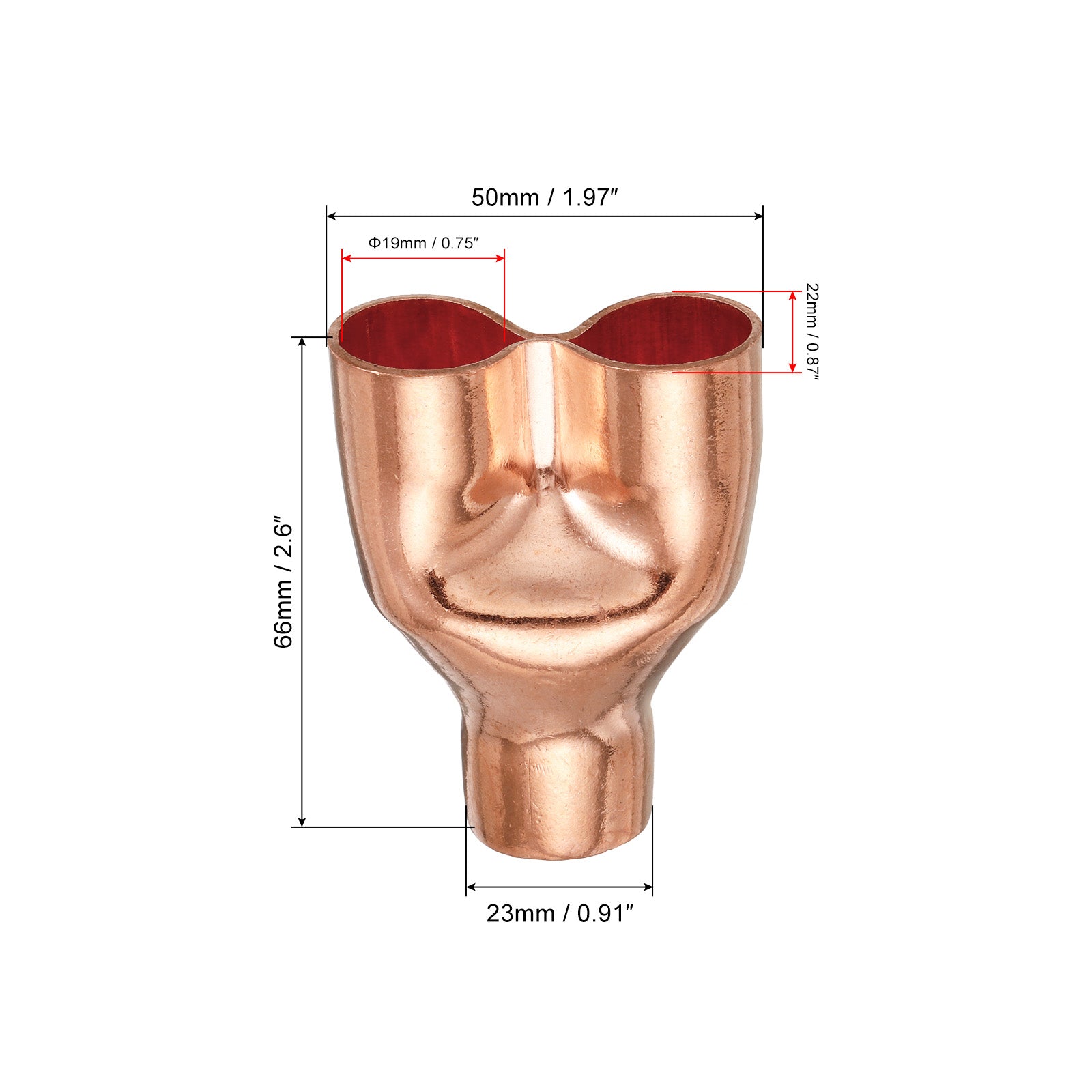 Tee Y Type Copper Fitting Welding Joint Split Union Intersection 19mm ...