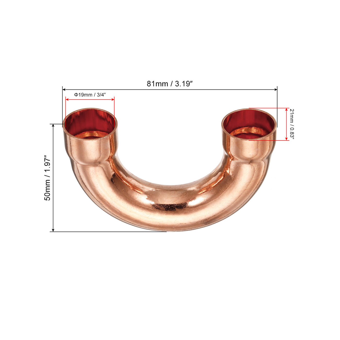 U Shape Elbow 180 Degree Copper Pipe Fitting Sweat Welding Solder ...