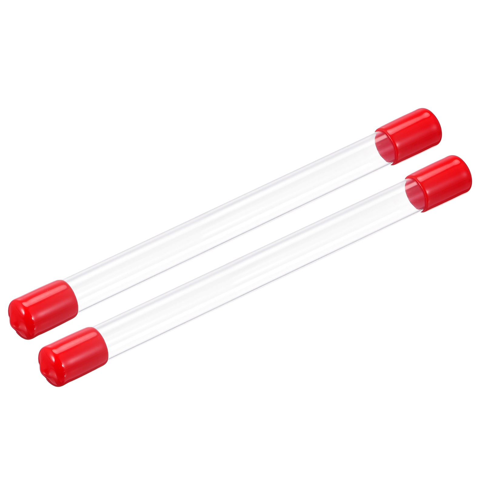 Clear Rigid Tube Round Plastic Tubing with Red Rubber Caps ...