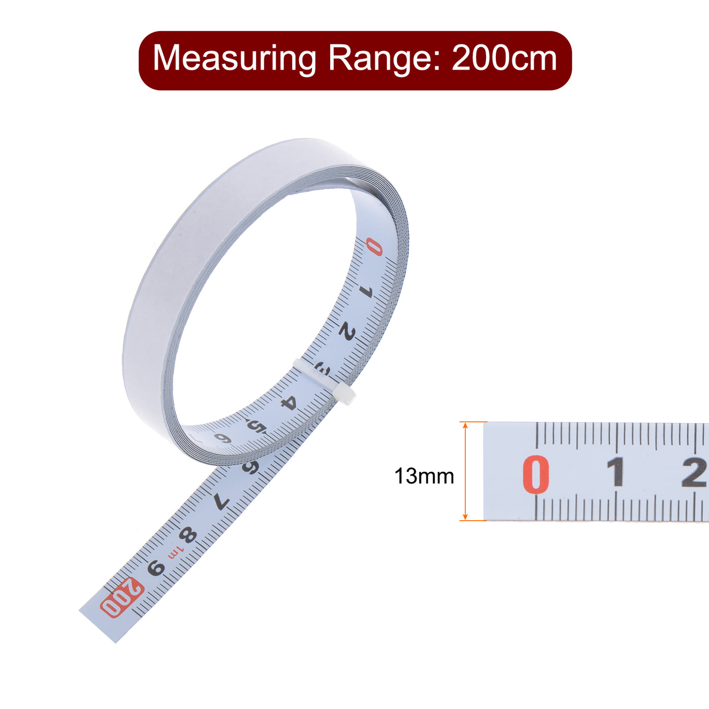 2pcs Adhesive Tape Measure 200cm Left to Right Read Steel Sticky Ruler ...