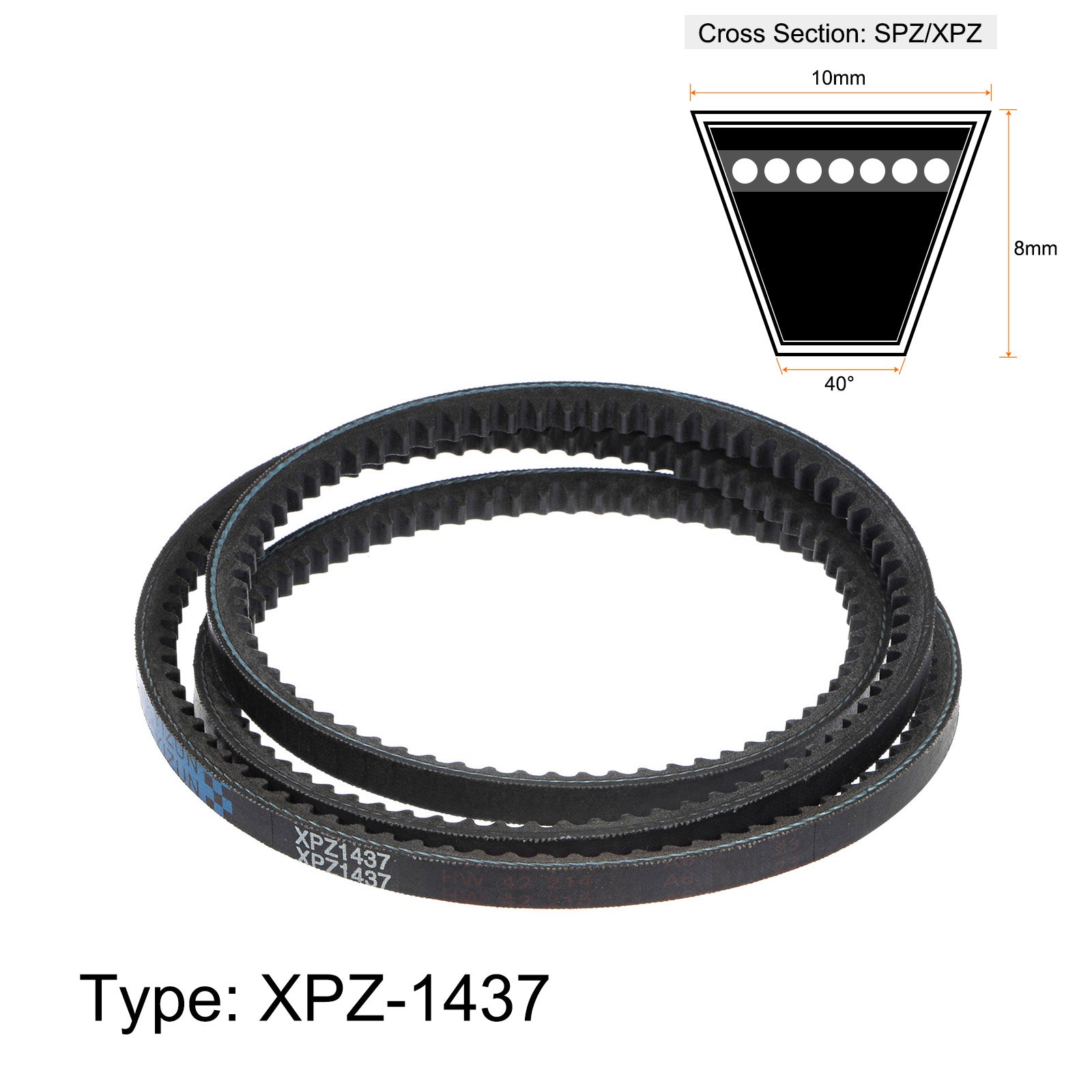 XPZ-1437 V-Belts Drive Belt 1437mm Pitch Girth 10mm Width 8mm Height ...