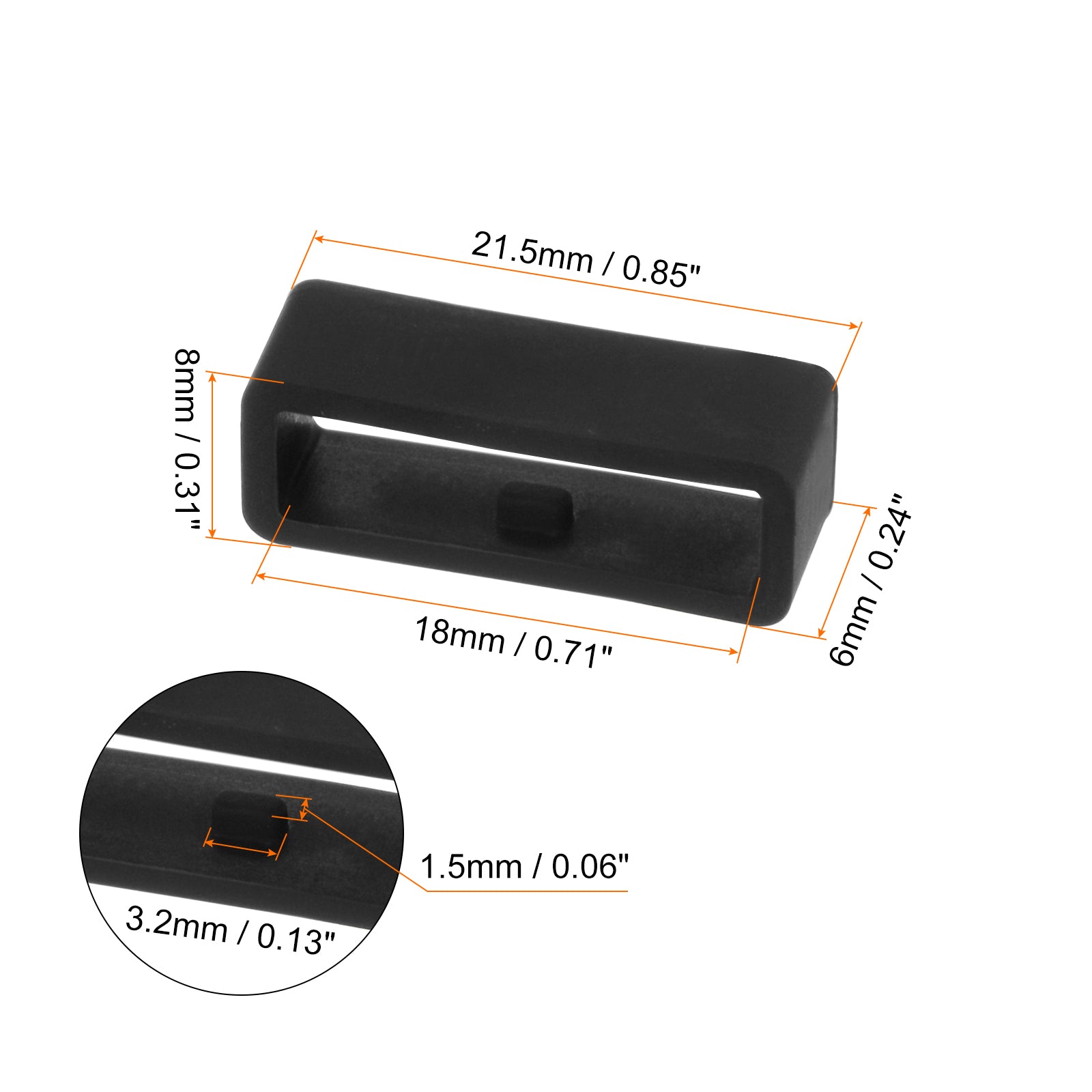 6pcs Watch Strap Loop Fastener Rings 18mm Rubber Watch Holder Keeper ...