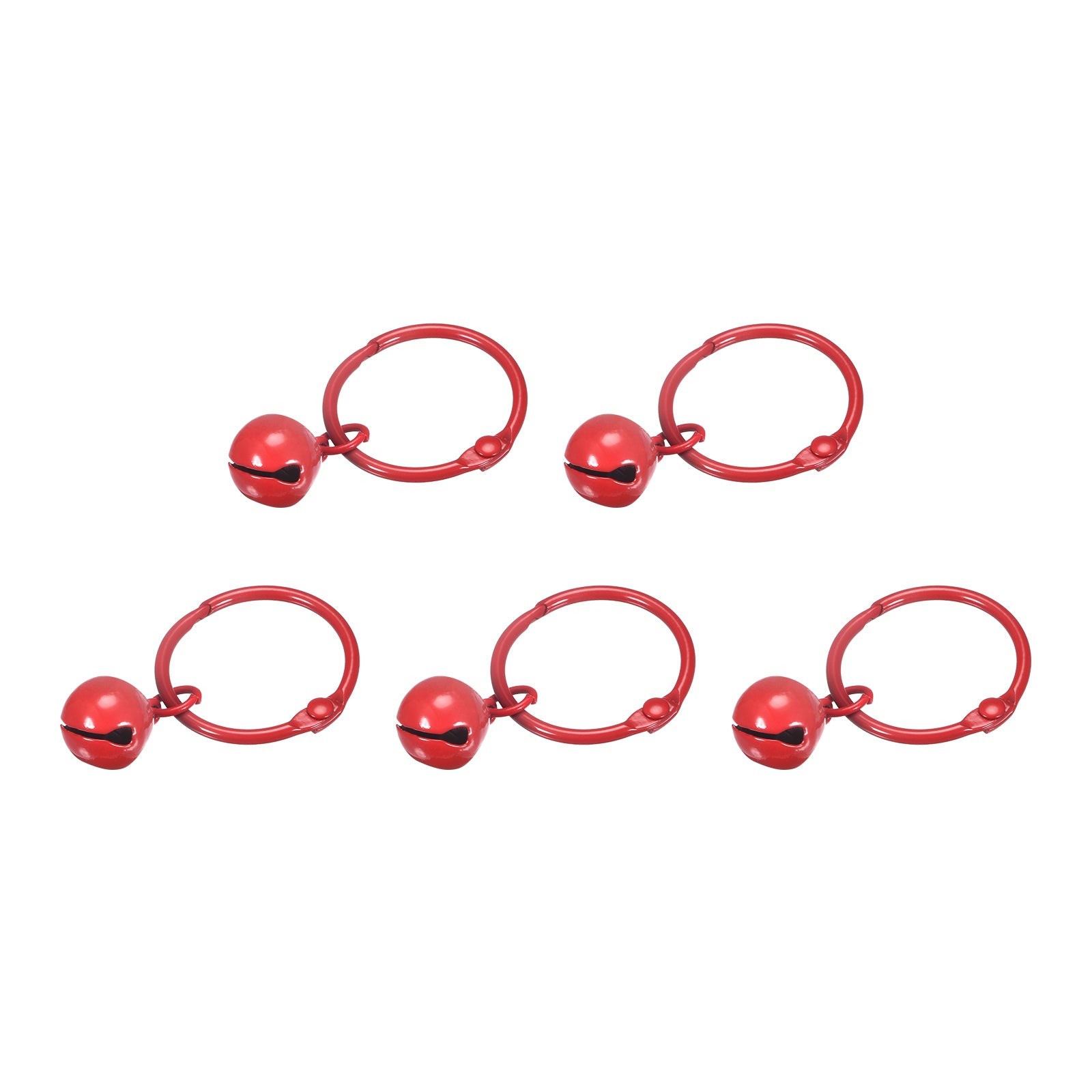 Uxcell 5Pcs Keyrings with Bells, Red 30mm/0.51" Dia Jingle Bell for DIY ...