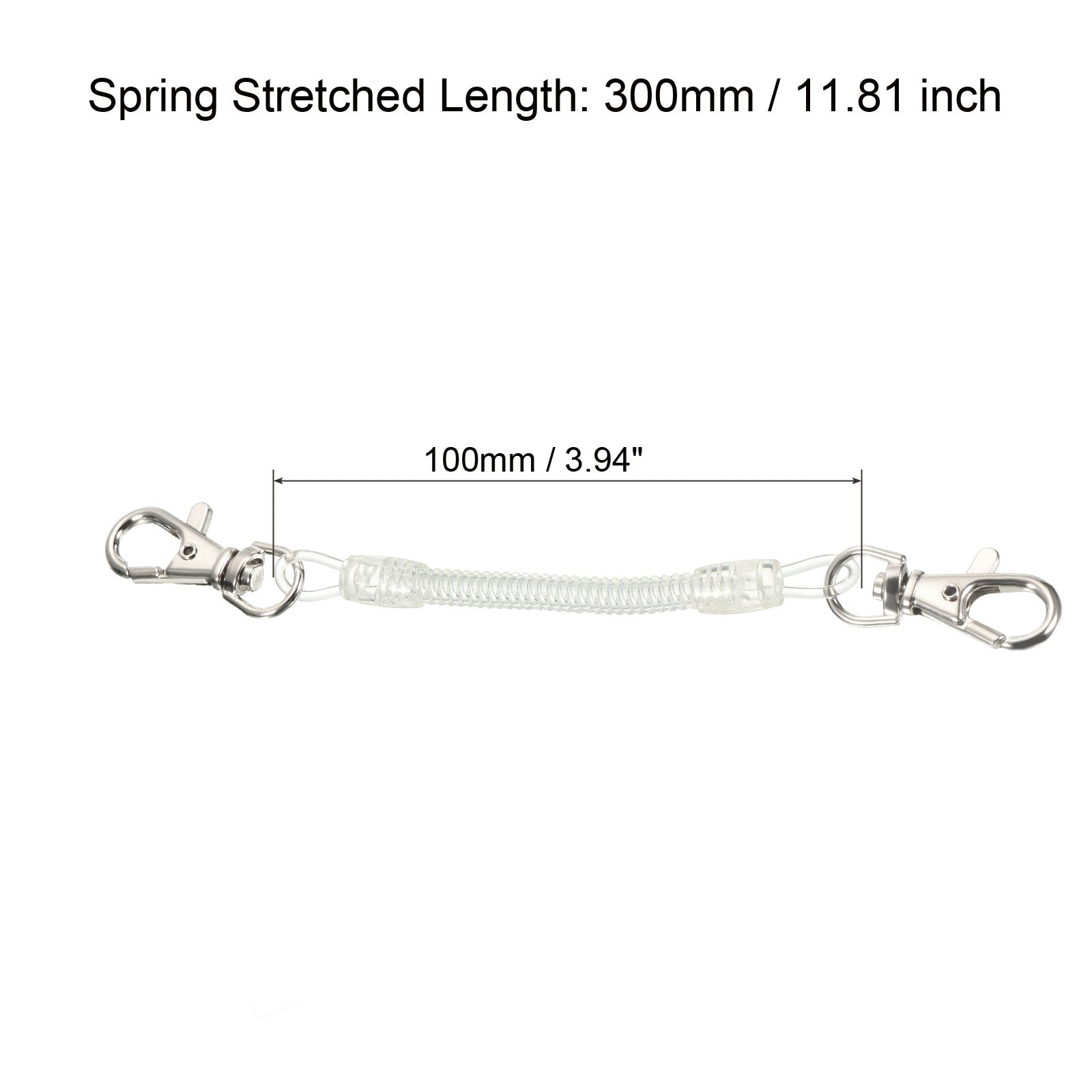 Retractable Coil Spring Keychain with Lobster Clasps 4", 2 Pack Plastic ...