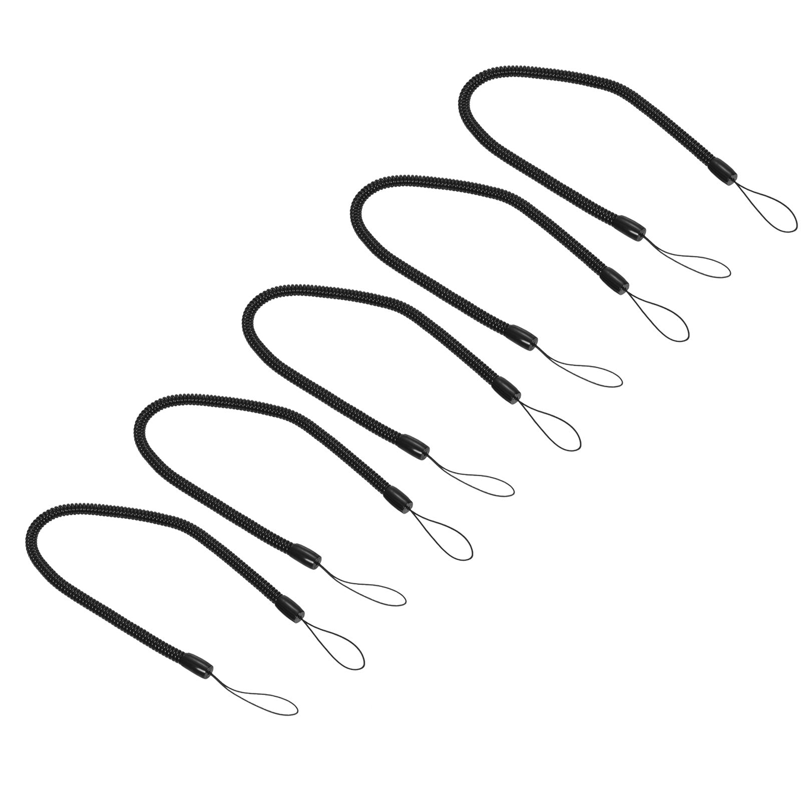 5pcs 11" Plastic Retractable Spring Coil Strap Key Holder Stylus ...