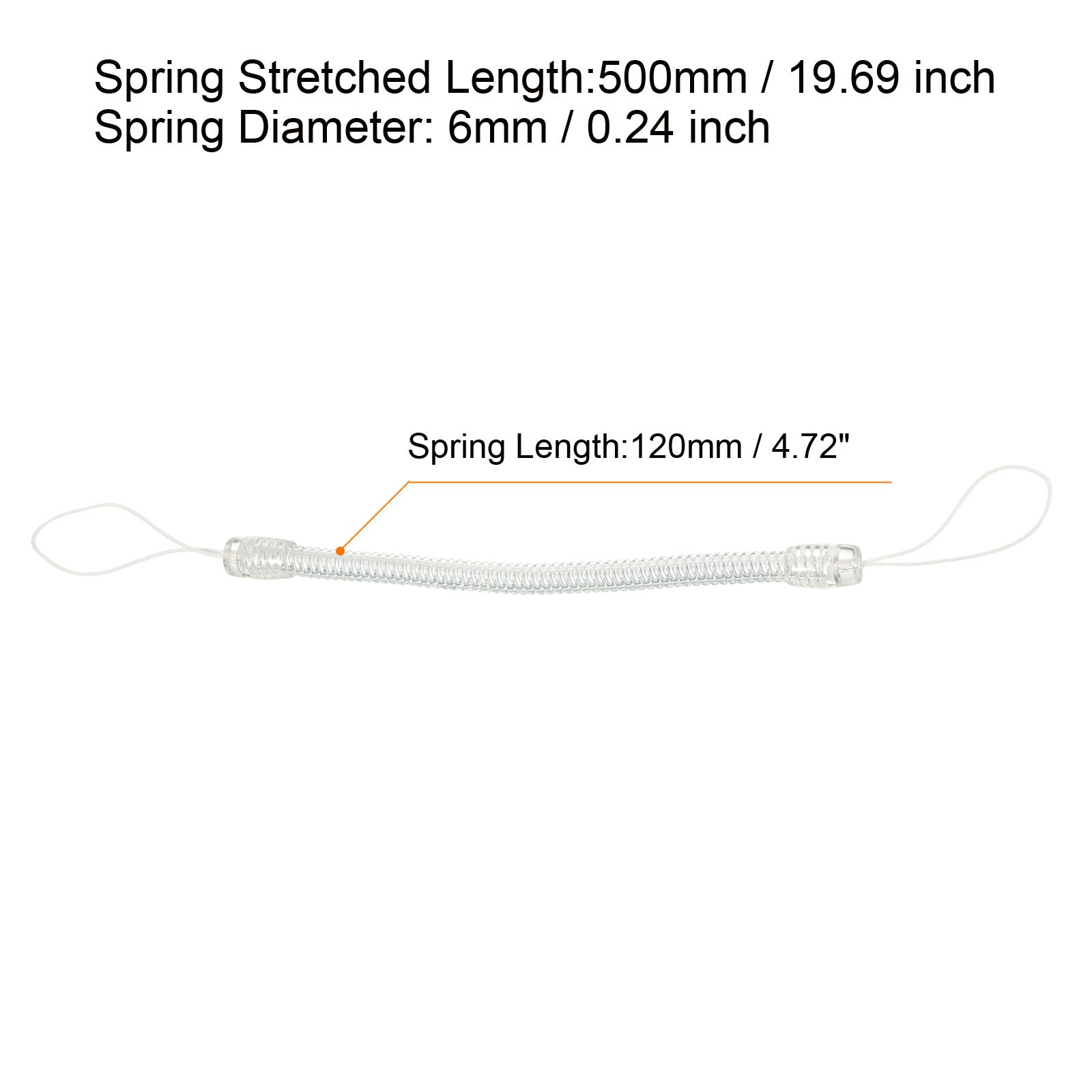 Retractable Spring Coil Strap 5", 5 Pack Plastic Spiral Stretchy Key ...